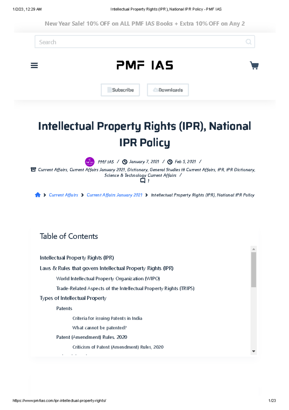Intellectual Property Rights (IPR), National IPR Policy - PMF IAS - New ...
