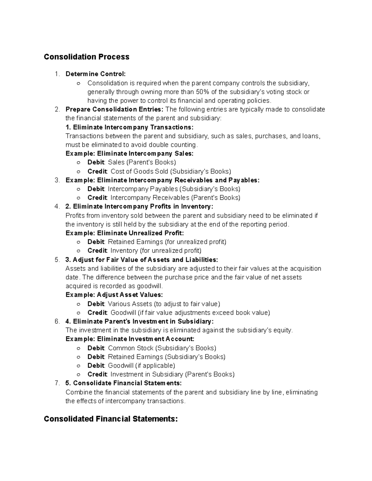 Consolidated - NOTES - Consolidation Process Determine Control ...