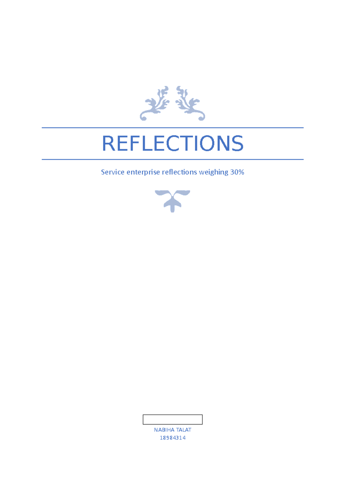 Nabiha reflection - baa - 200915 - UWS - Studocu