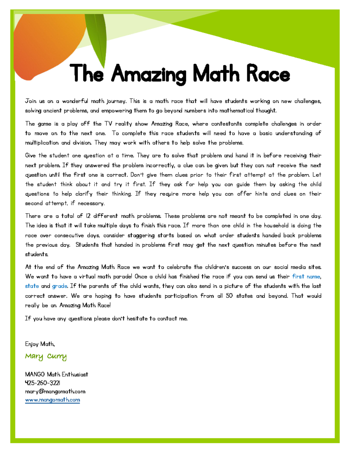 MATH Amazing RACE - Grade 9 - The Amazing Math Race Join us on a ...