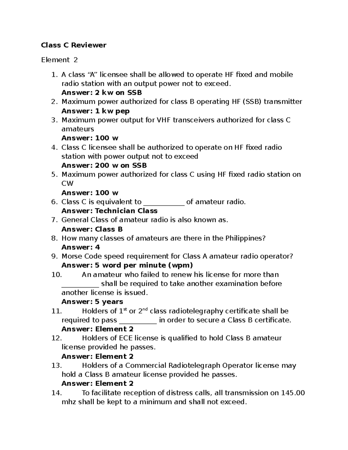 Class C Reviewer - N/A - Class C Reviewer Element 2 1. A class “A ...