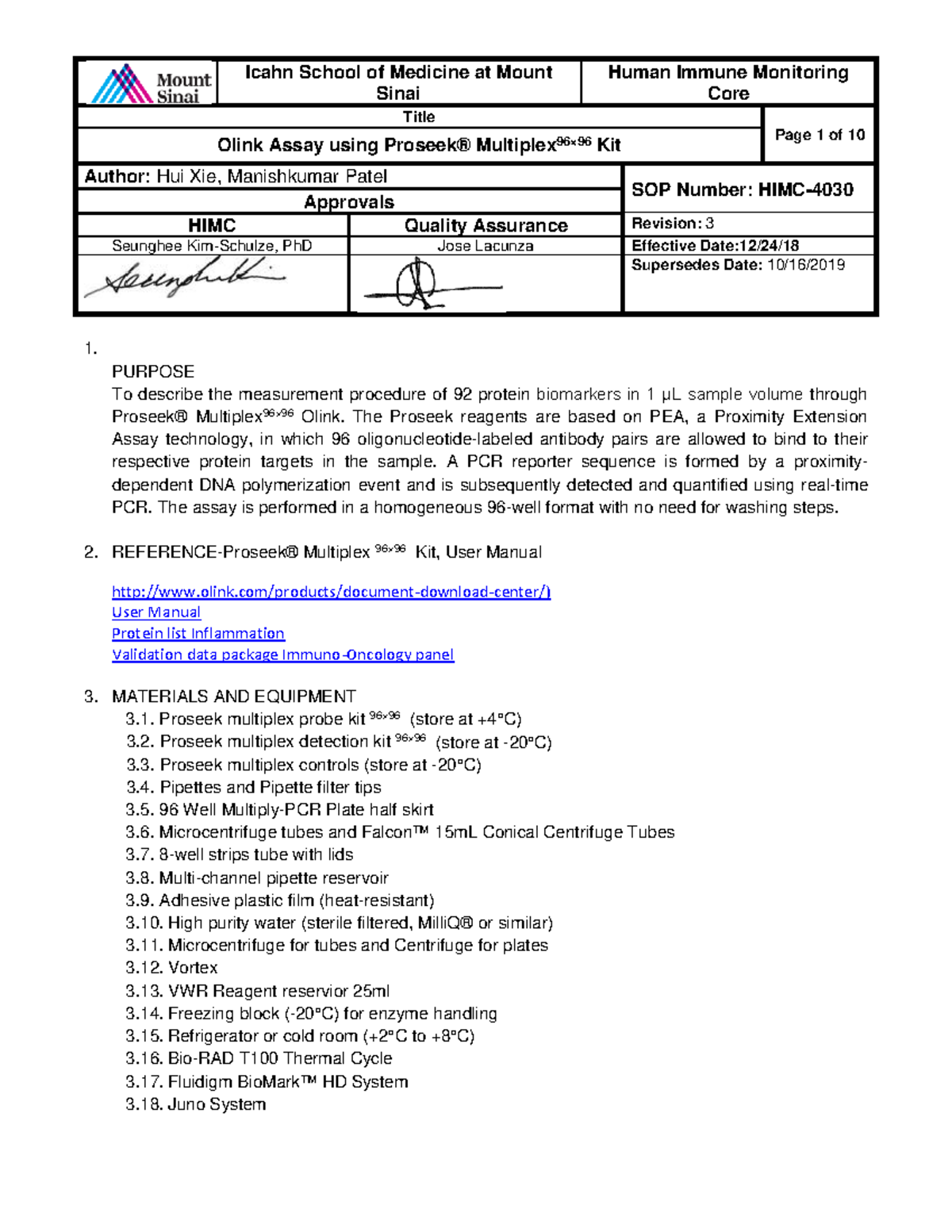 Olink Proseek Kit Mssm Sinai Core Title Olink Assay Using Proseek