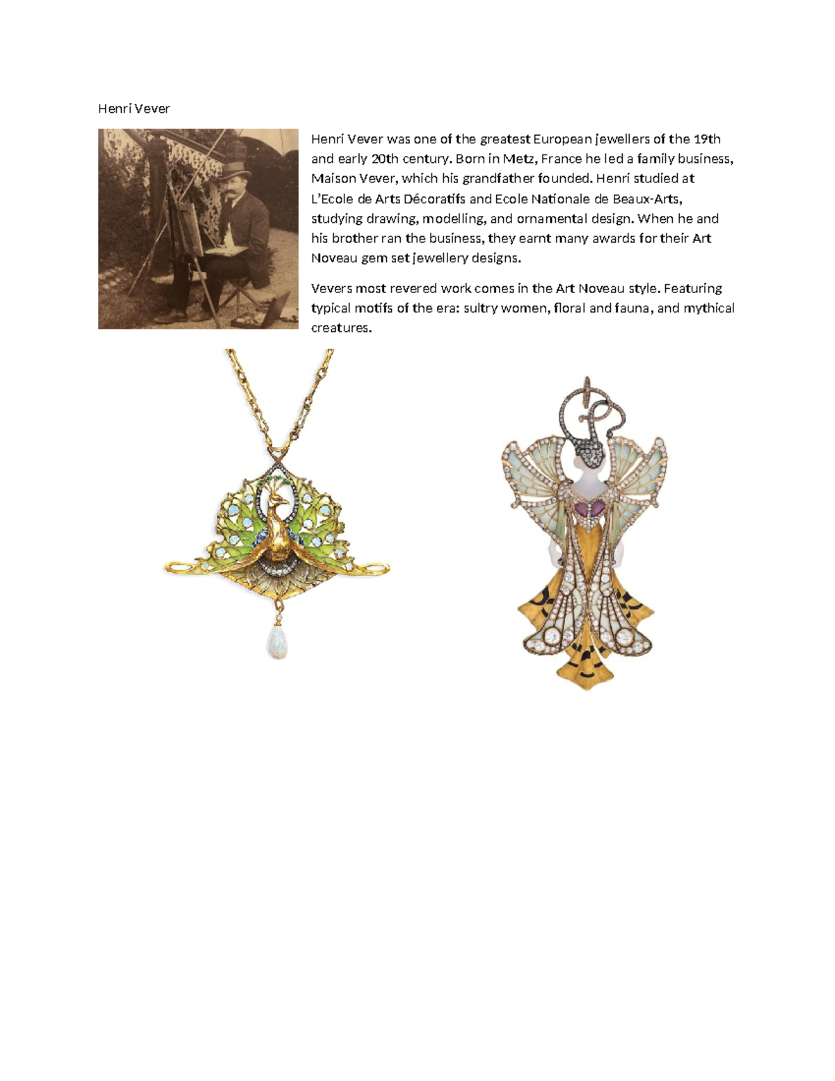 Henri Vever - Summary Independent Design Engineering Project II - Henri ...