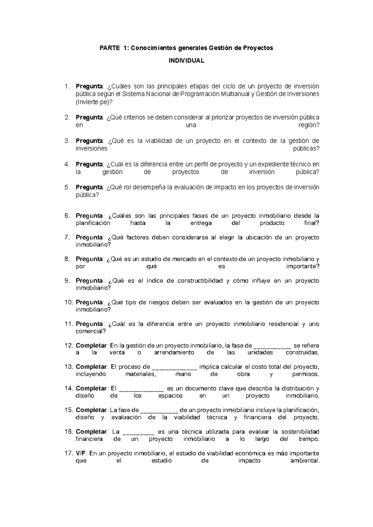 PA N°1 - PA N°1 - PARTE 1 : Conocimientos generales Gestión de ...