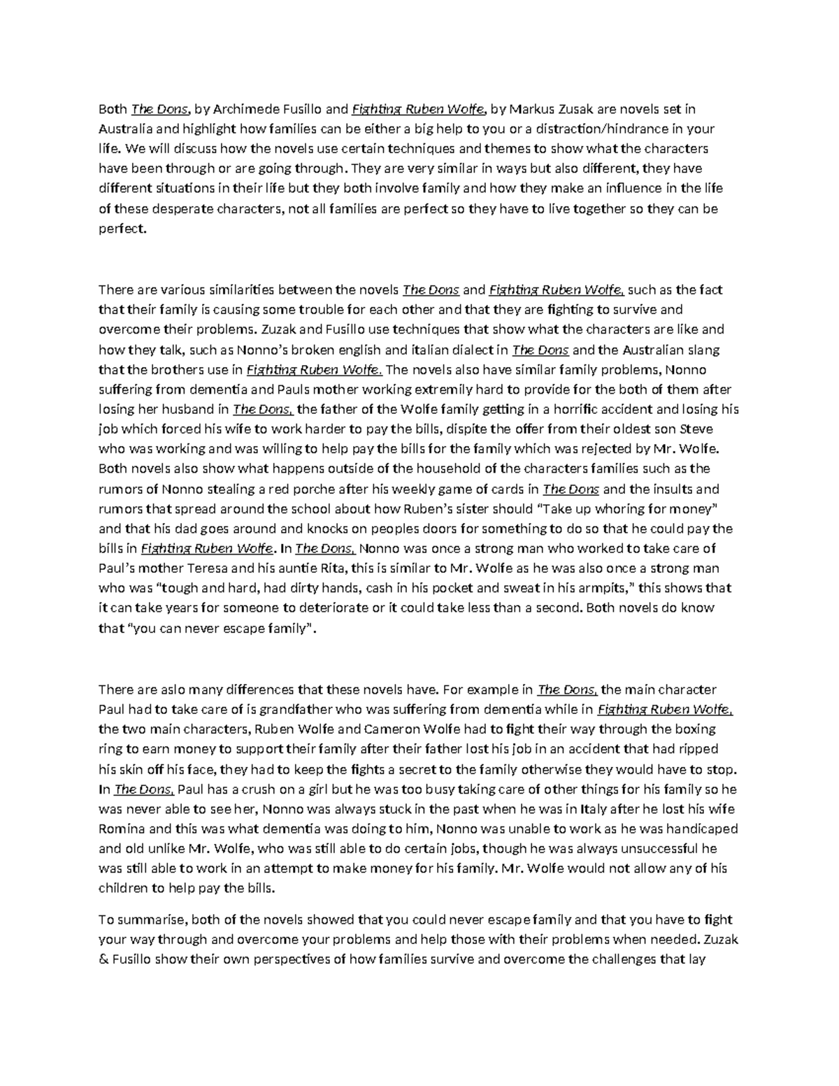 English essay but bad - Both The Dons, by Archimede Fusillo and ...