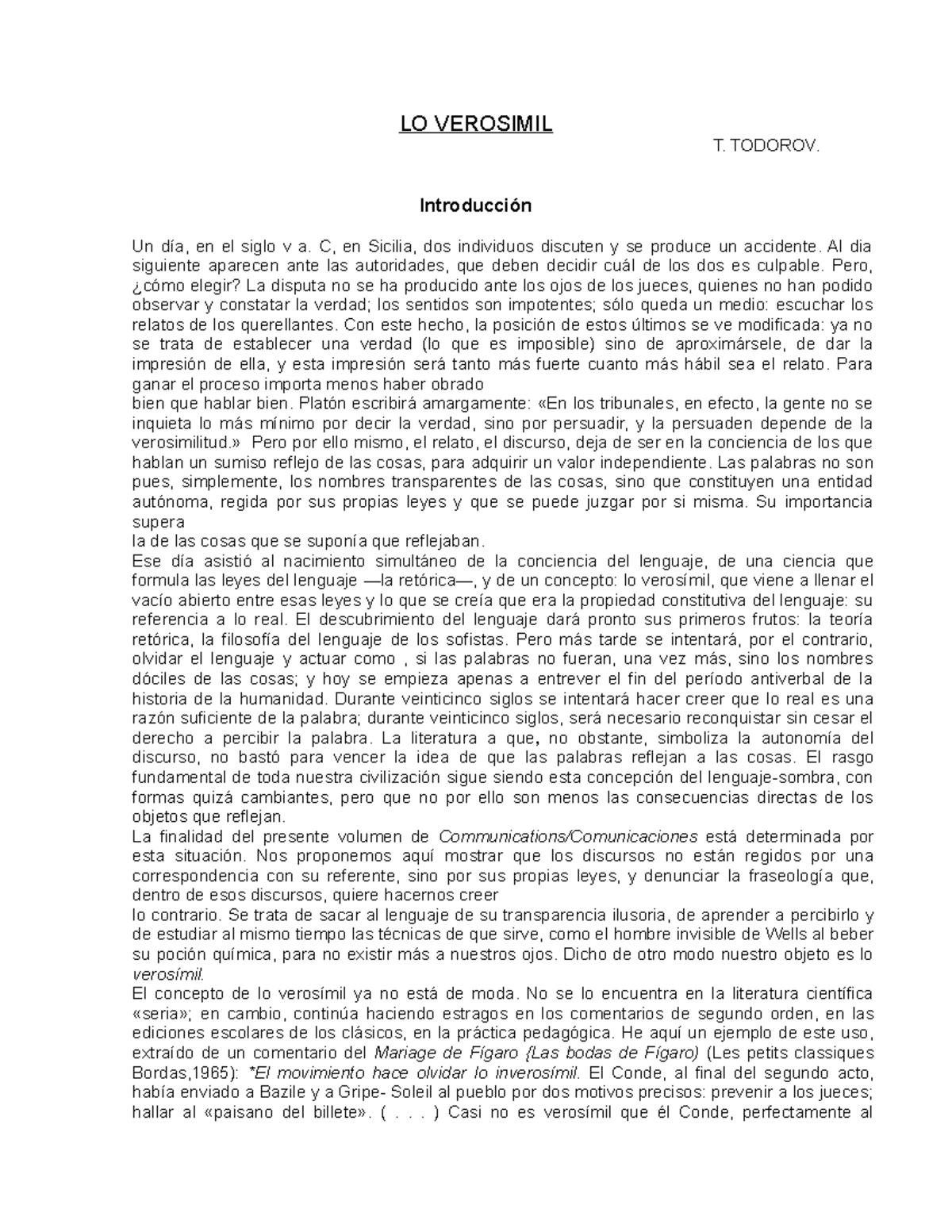 Lo20verosimi 11 - lo verosimil todorov - LO VEROSIMIL T. TODOROV ...