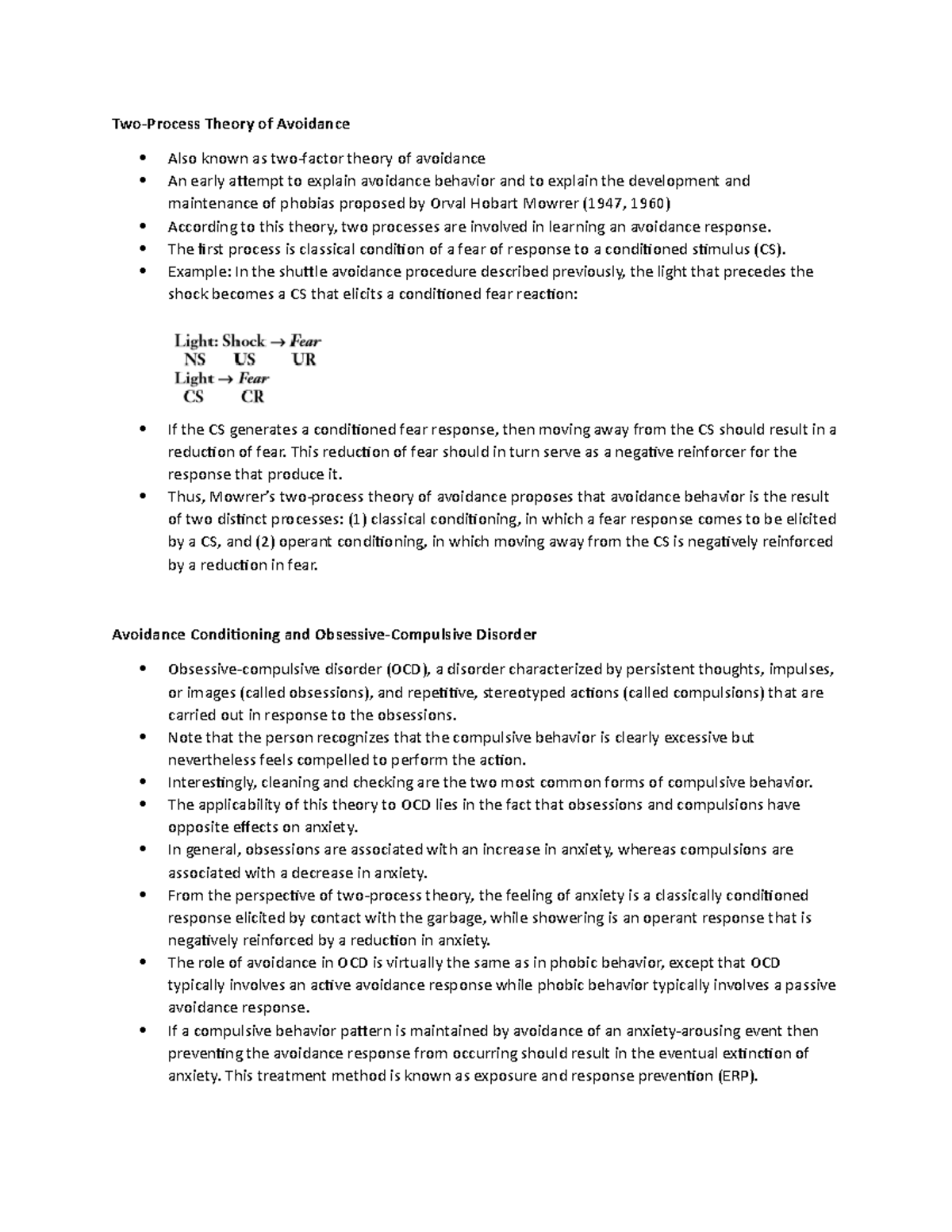 Escape & Avoidance - Theory of Avoidance Also known as theory of ...