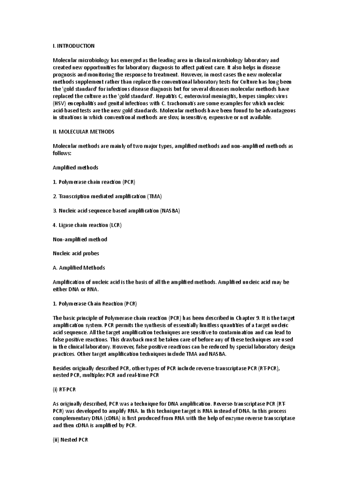 Molecular Detection Of Microorganisms I Introduction Molecular