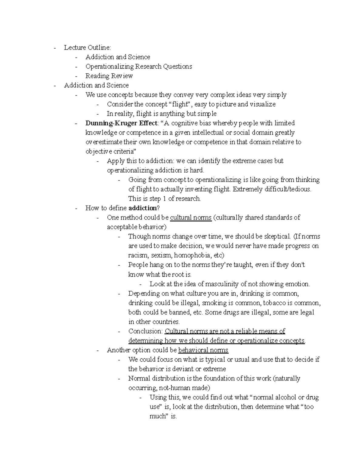 Lecture 4 Notes - Lecture Outline: Addiction and Science ...