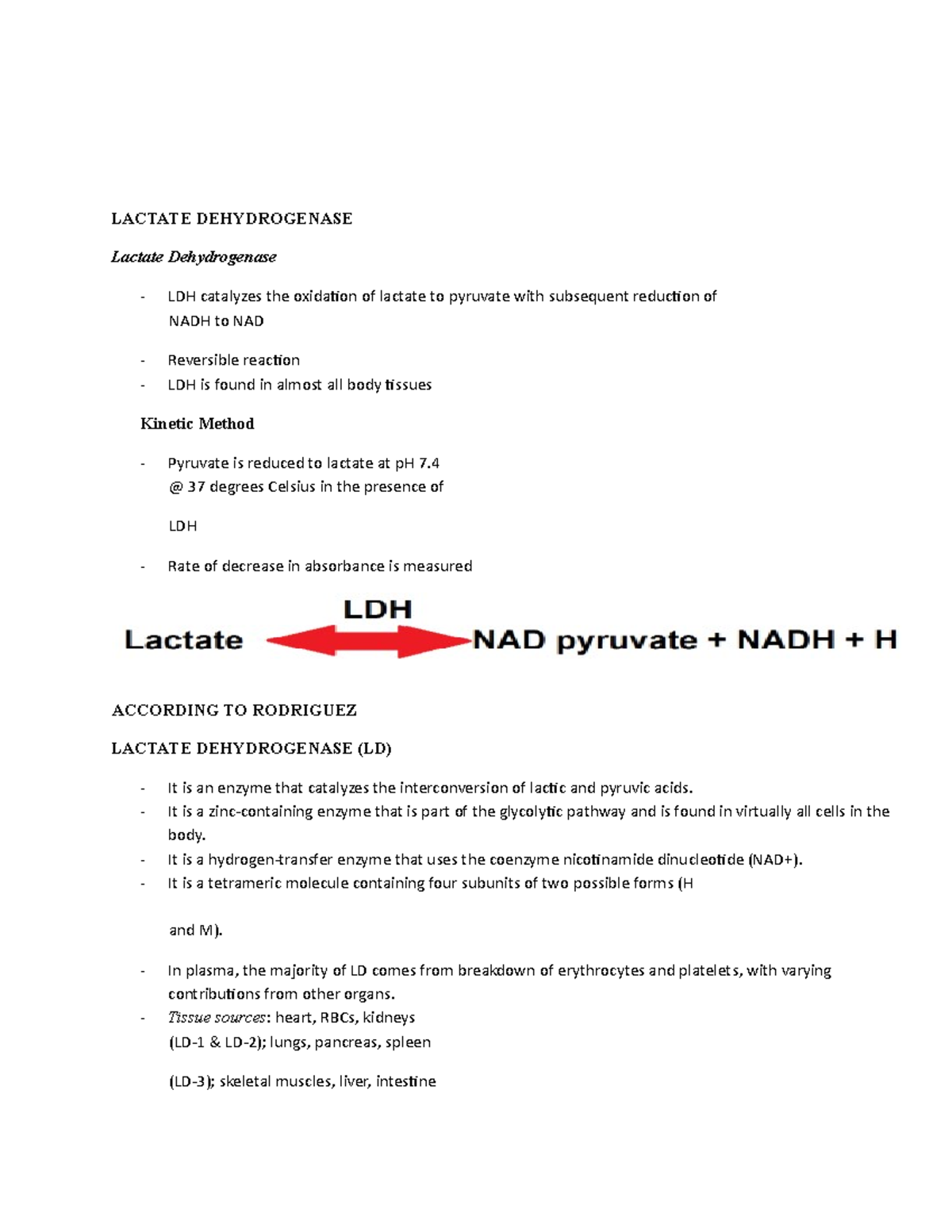 Lactate Dehydrogenase - LACTATE DEHYDROGENASE Lactate Dehydrogenase LDH ...