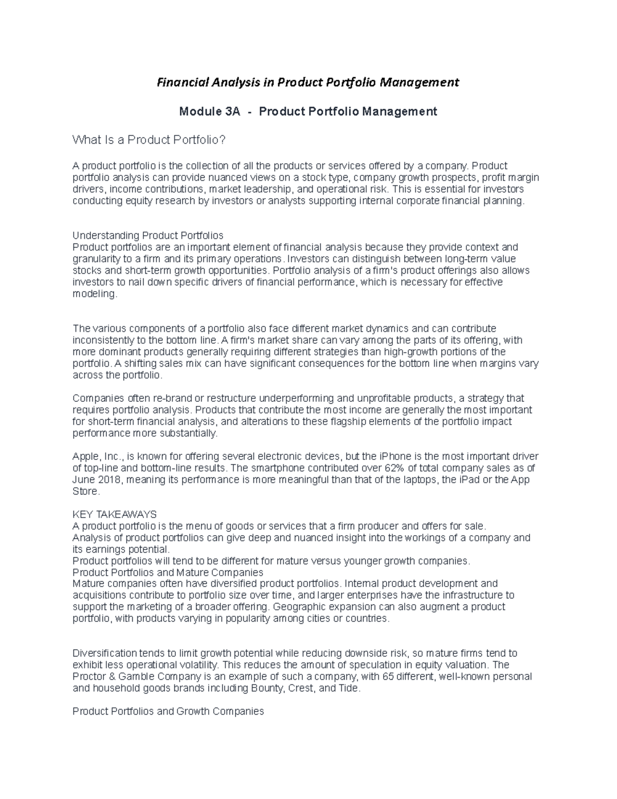 Module 3A - Product Portfolio Management - BASIC Fin. Acc. & Rep. - Studocu
