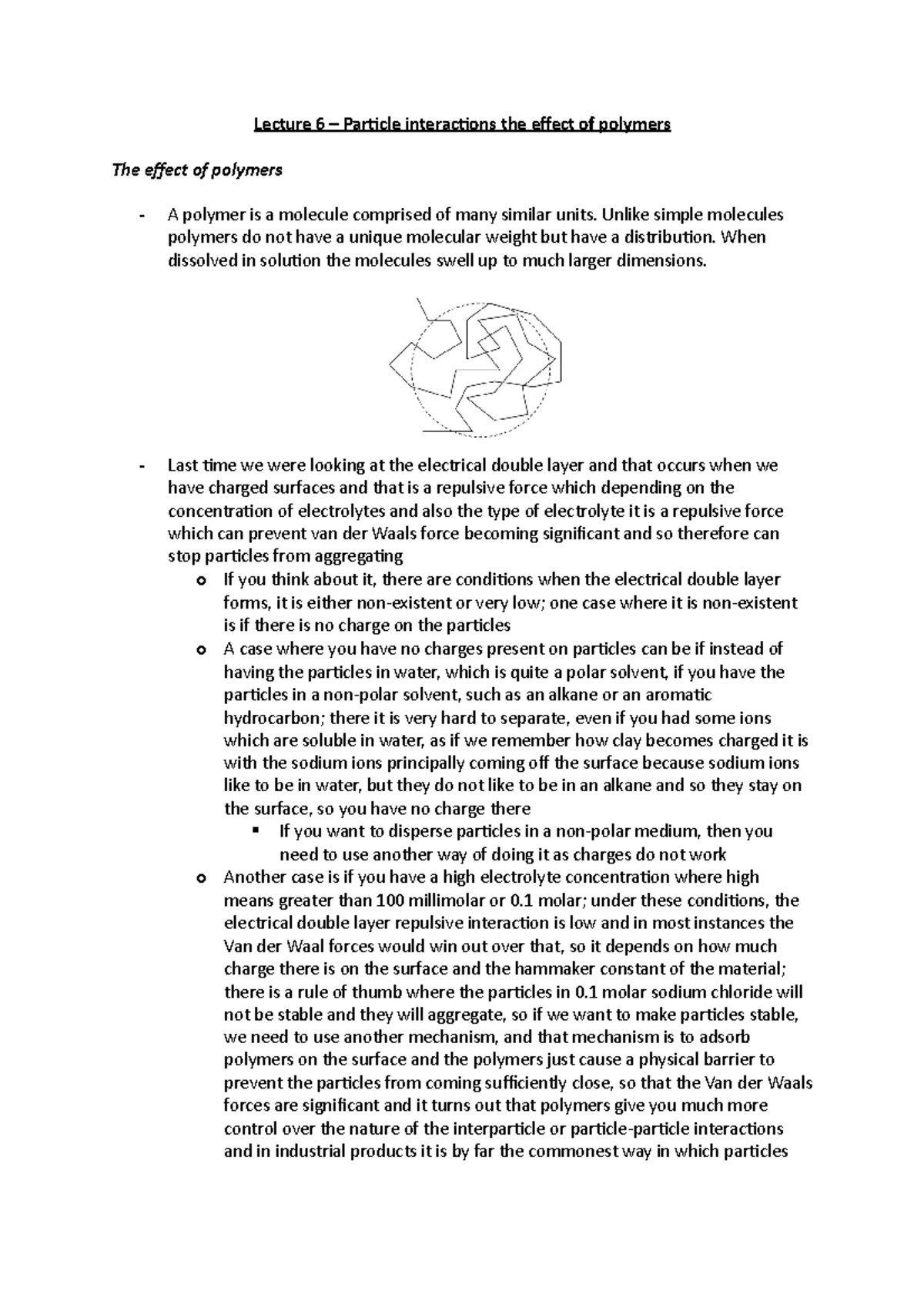 Lecture 6 Particle Interactions The Effect Of Polymers Lecture 6 Particle Interactions The