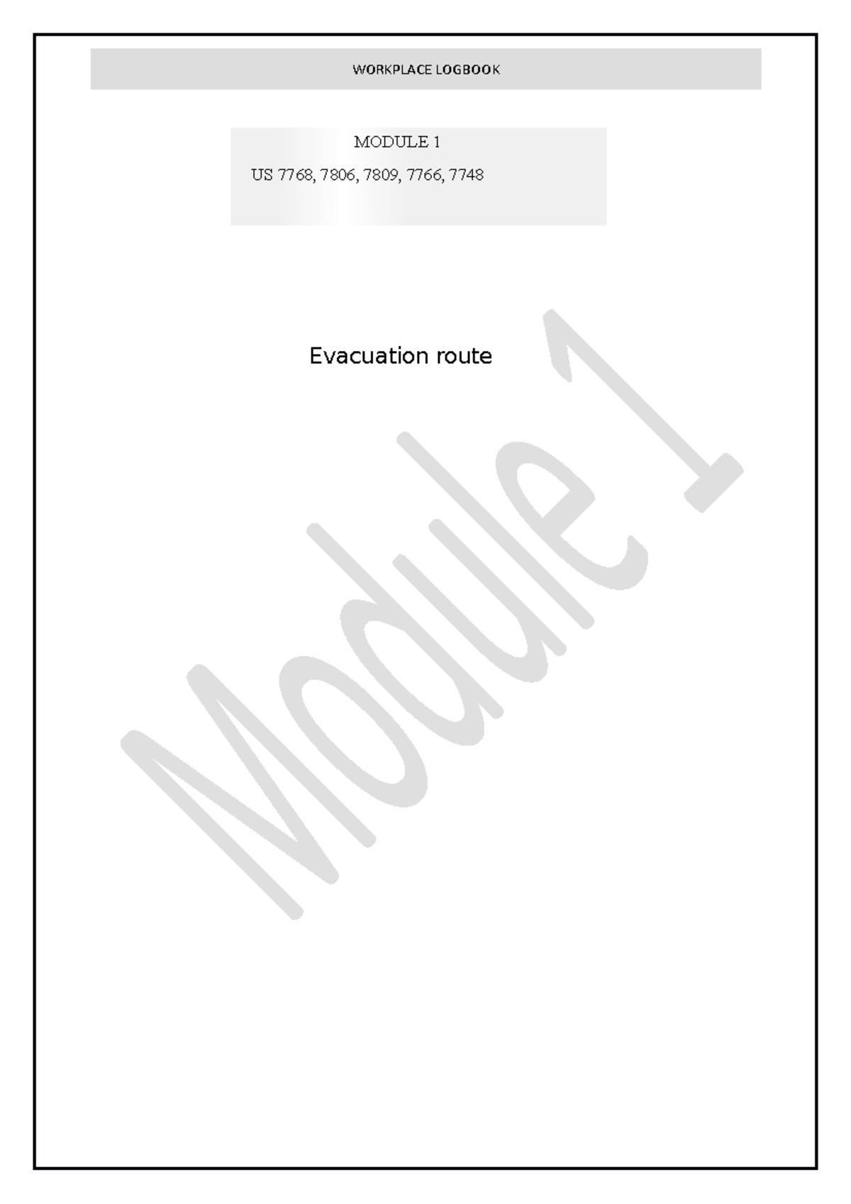 Module 1 - PORTFOLIO - SDH4701 - Evacuation route MODULE 1 US 7768 ...