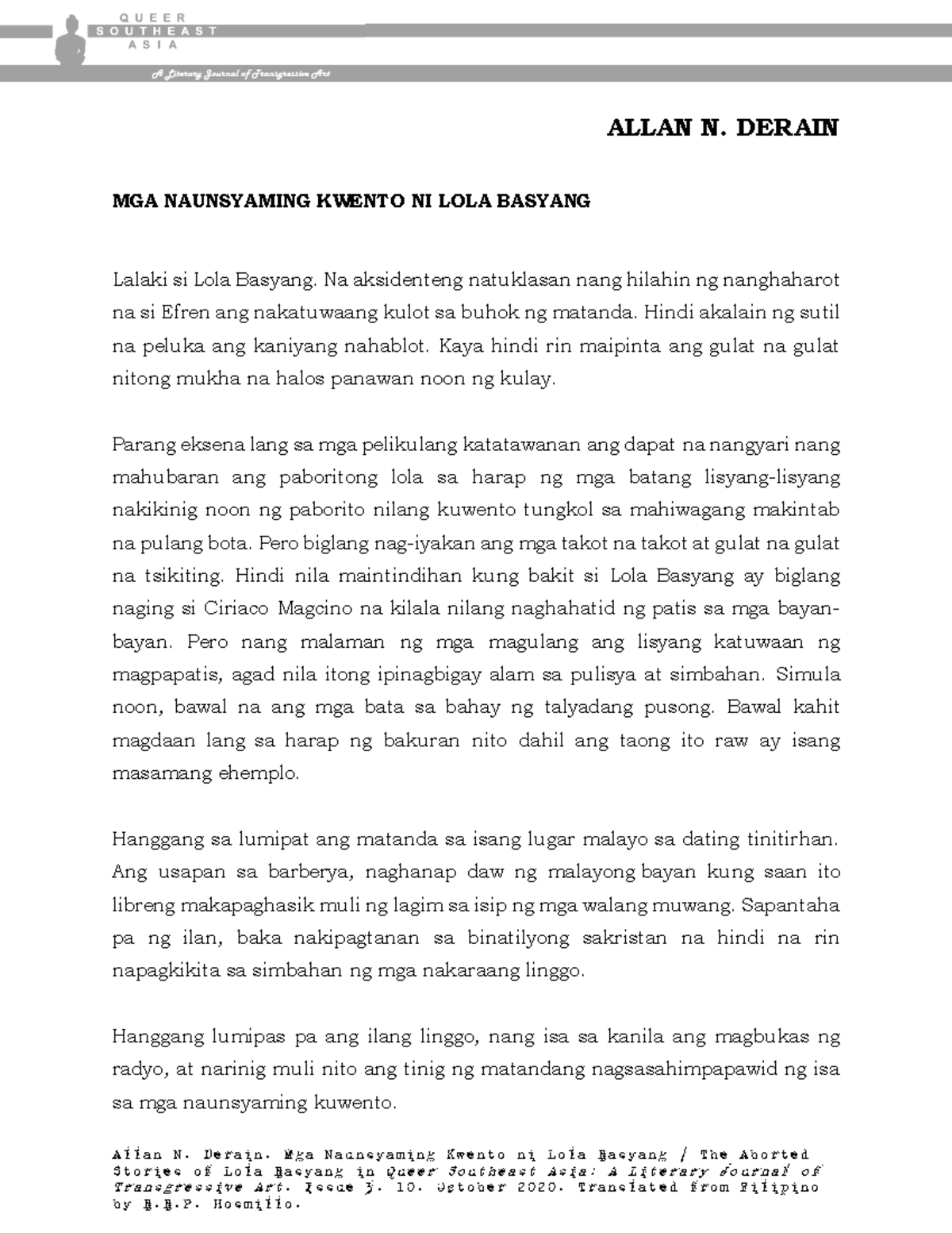 Allan-N - Allan N. Derain. Mga Naunsyaming Kwento ni Lola Basyang / The ...