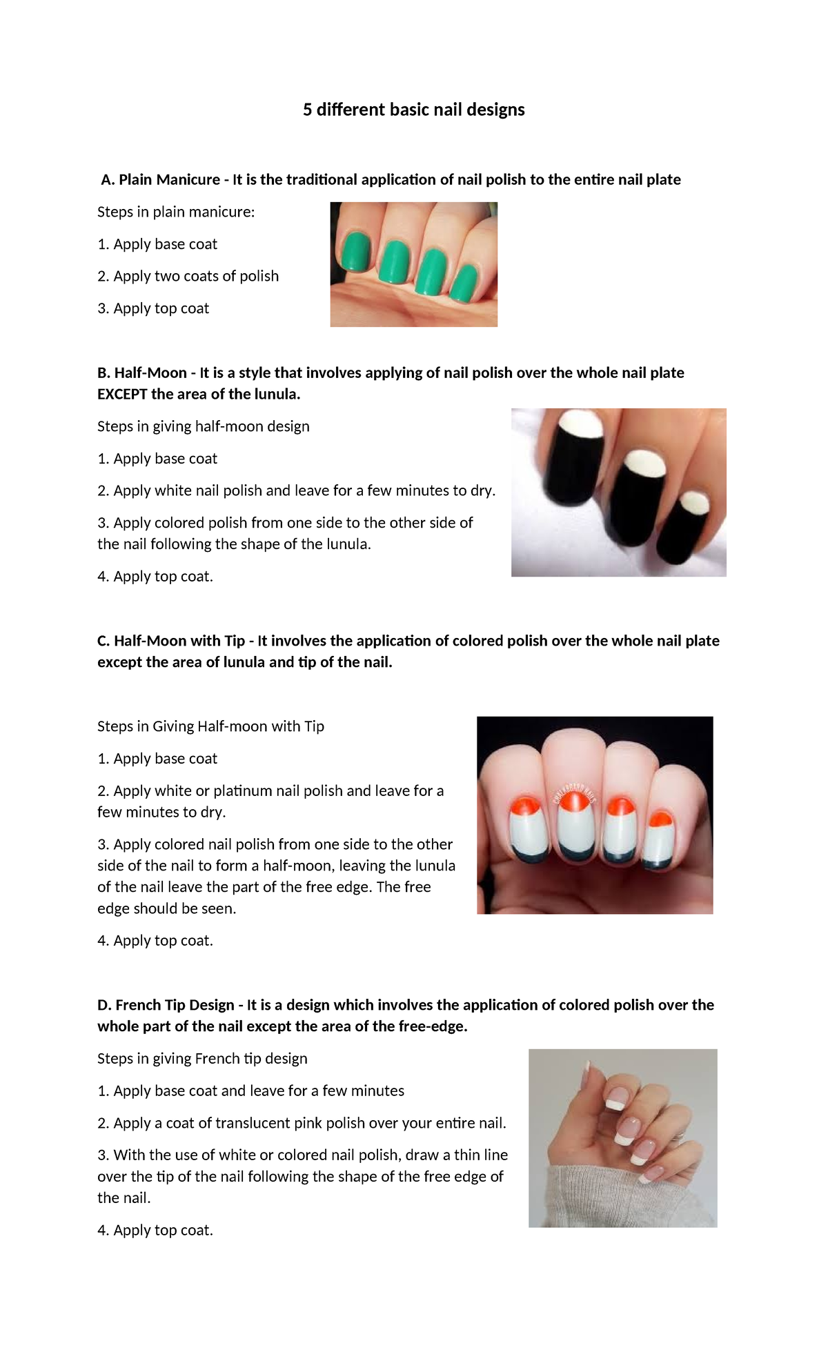 Inbound 1710108965833334258 - 5 different basic nail designs A. Plain ...