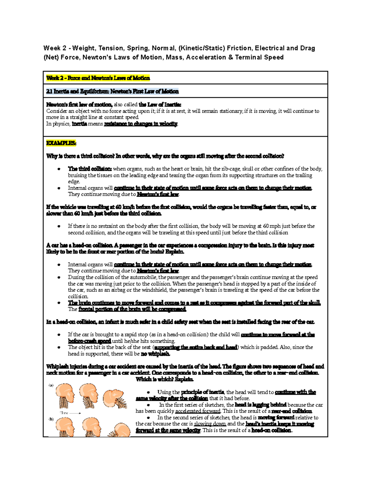 Week 2 - Weight, Tension, Spring, Normal, (Kinetic Static) Friction ...
