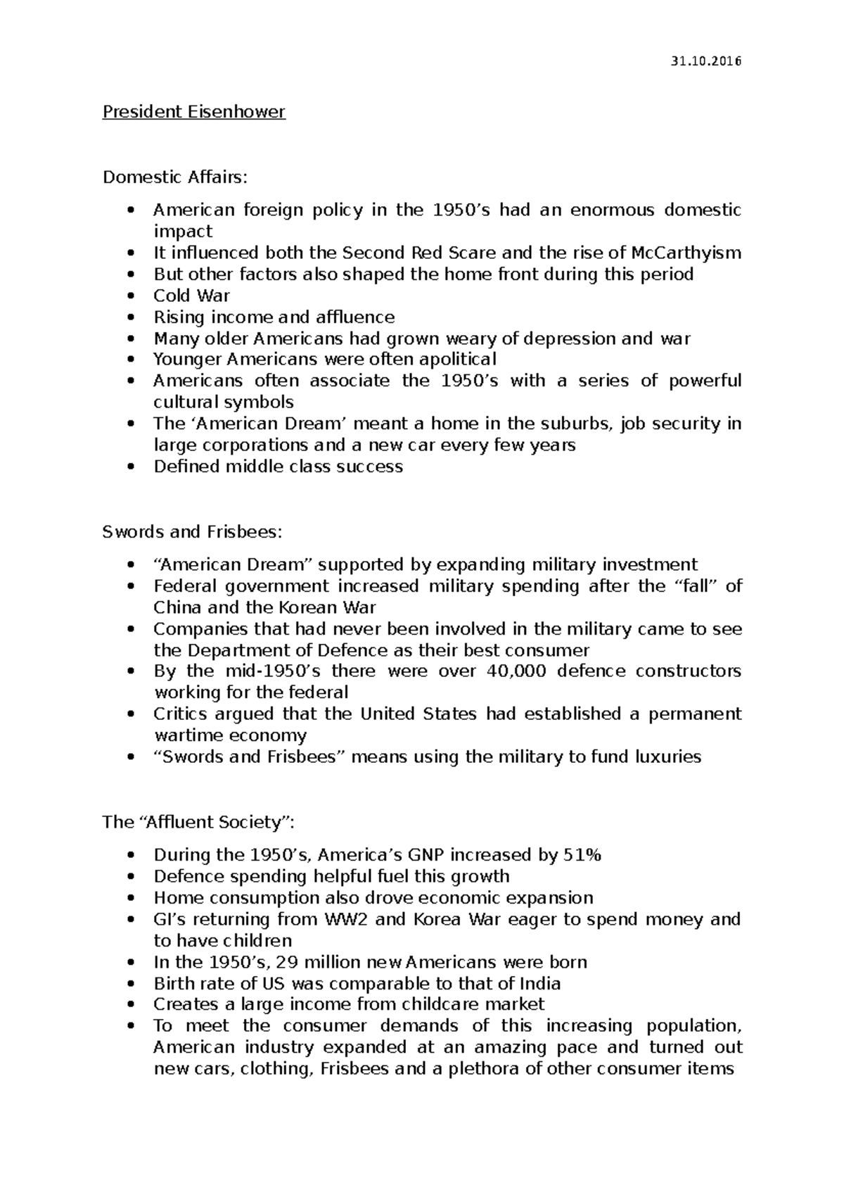 H 31 - Lesson work for American Dream lessons - 31.10 President ...