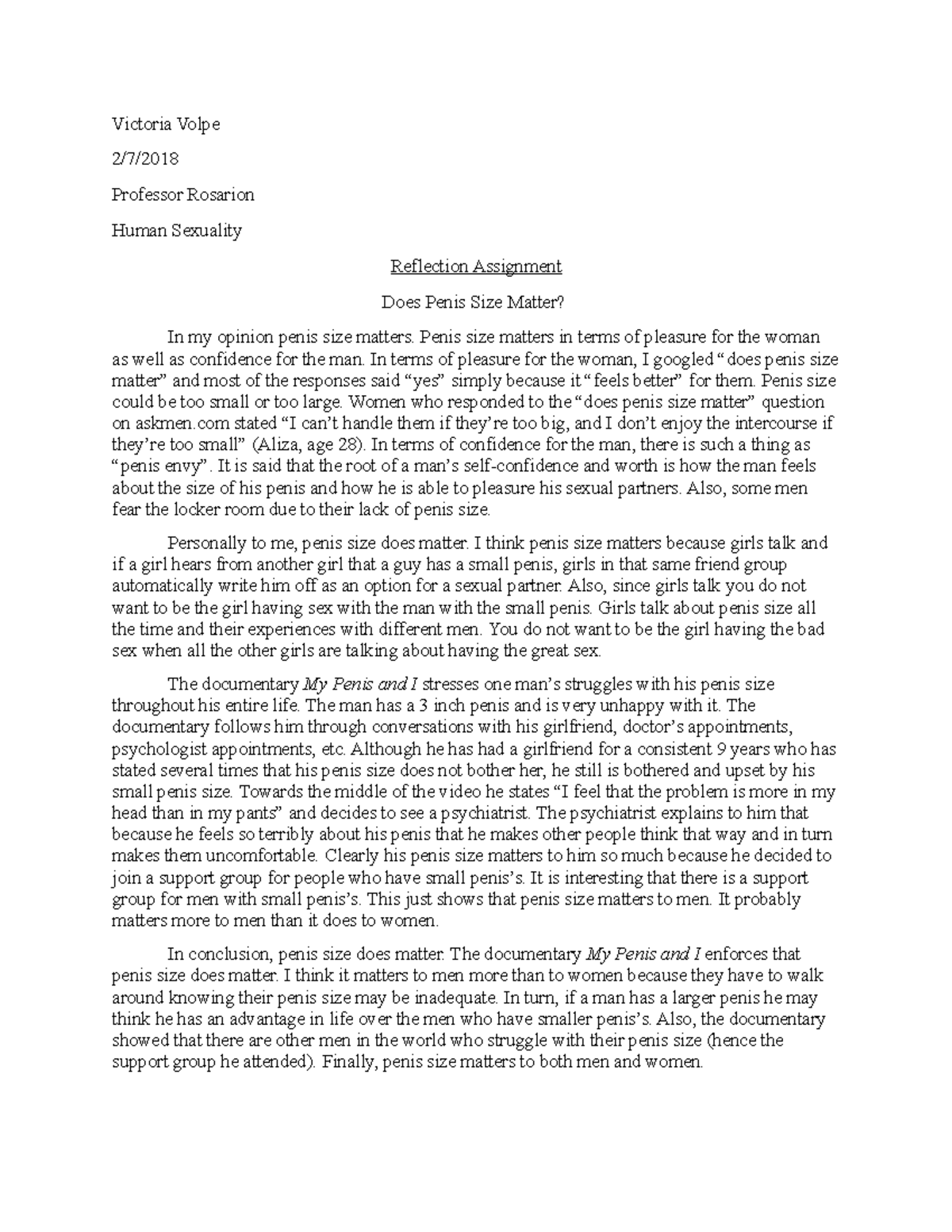 Reflection Assignment 1 - Victoria Volpe 2/7/2018 Professor Rosarion ...