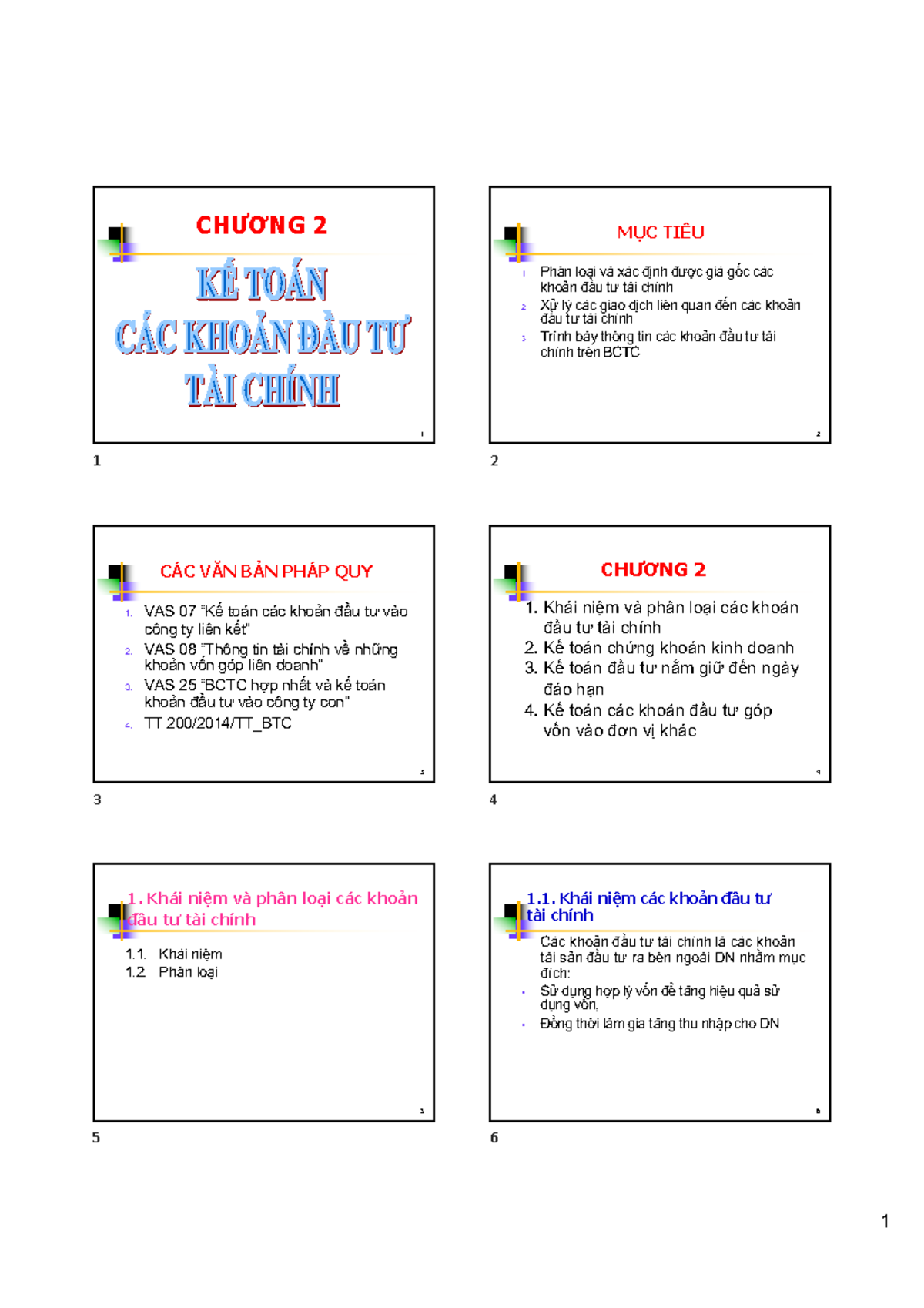Chuong 2 KT CAC Khoan ĐAU TU - Compatibility Mode - 1 CHƯƠNG 2 1 2 MỤC TIÊU 1. Phân loại và xác ...
