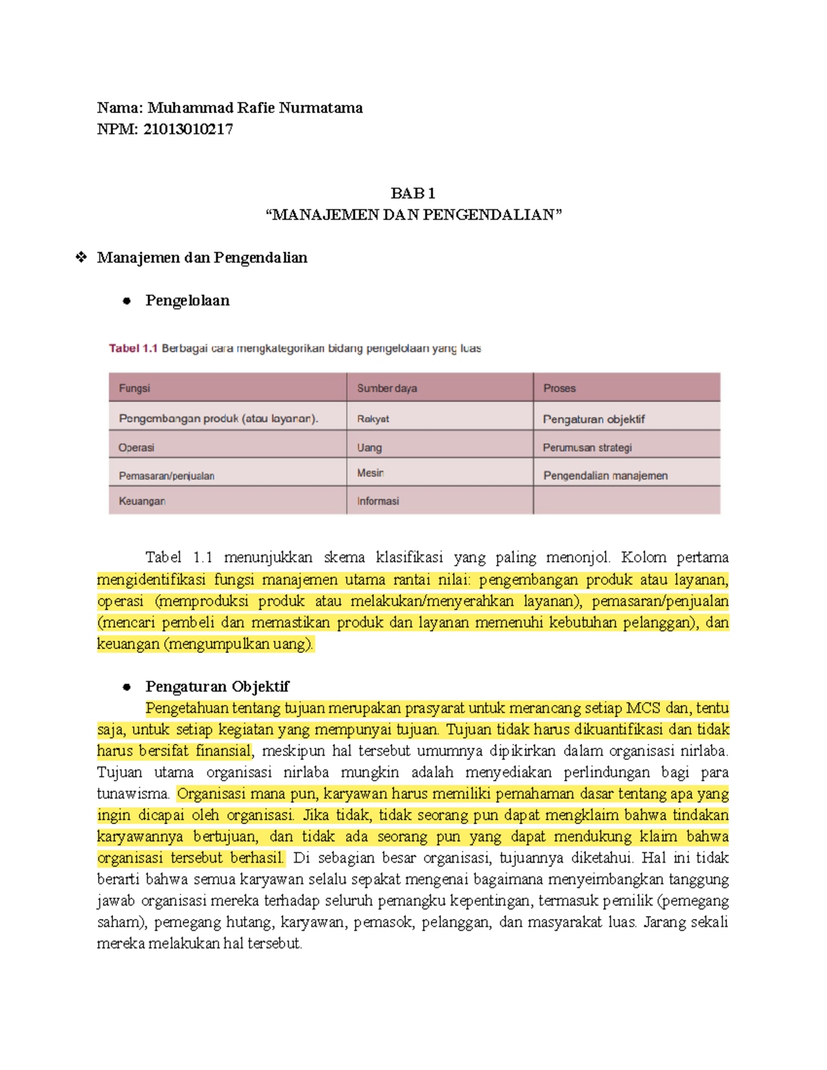 RMK Week 1 SPM - RMK - Nama: Muhammad Rafie Nurmatama NPM: 21013010217 BAB 1 “MANAJEMEN DAN ...