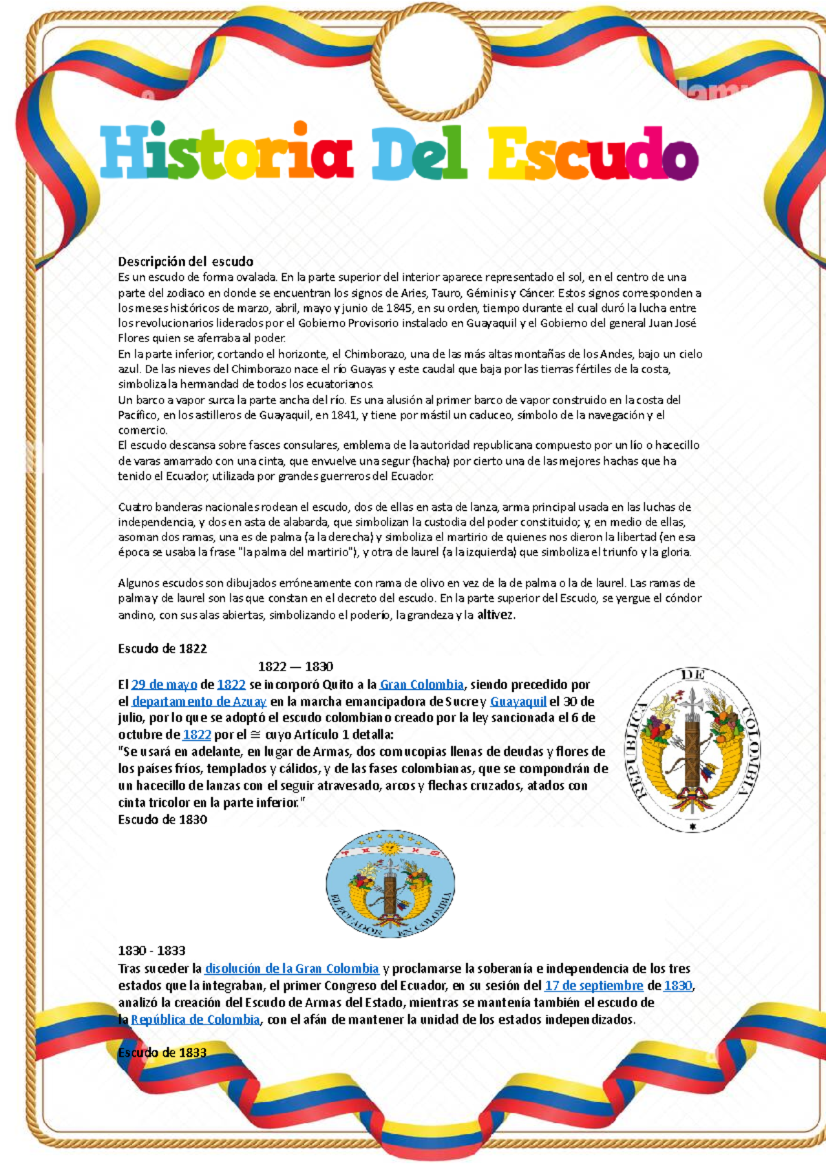 Escudo - Descripción del escudo Es un escudo de forma ovalada. En la ...