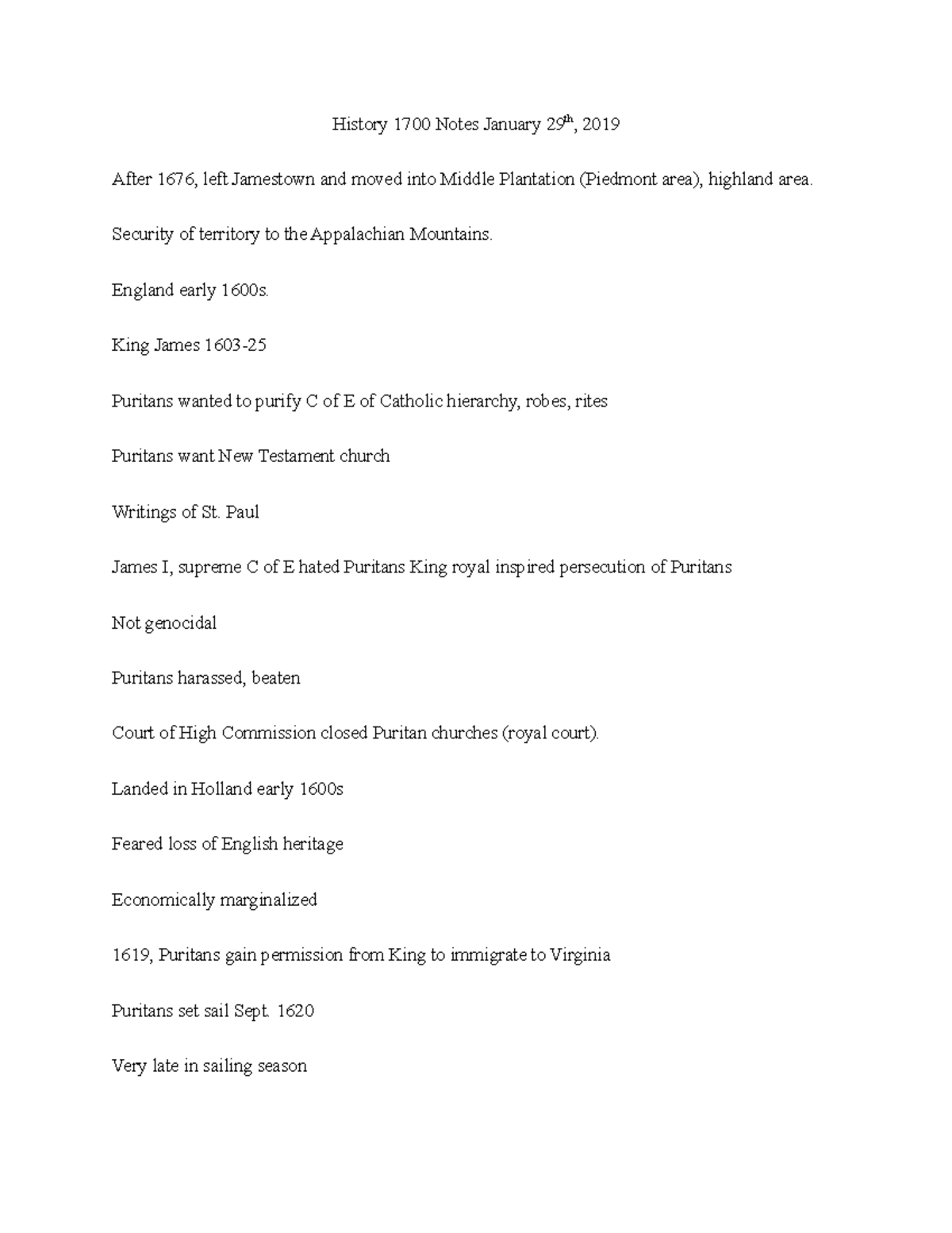 History 1700 Notes January 29th, 2019 - History 1700 Notes January 29th ...
