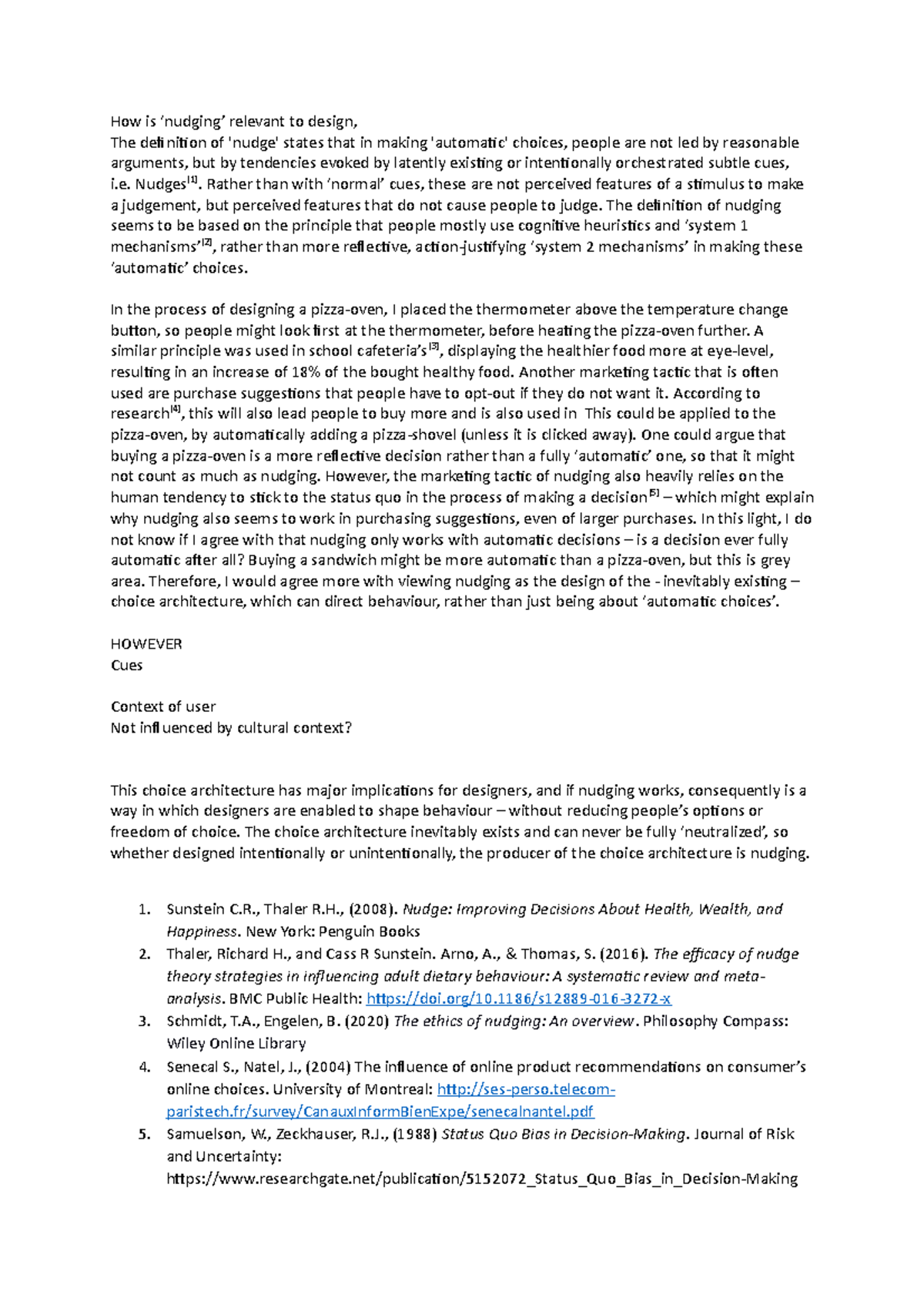 Nudging Essay - How is ‘nudging’ relevant to design, The definition of ...
