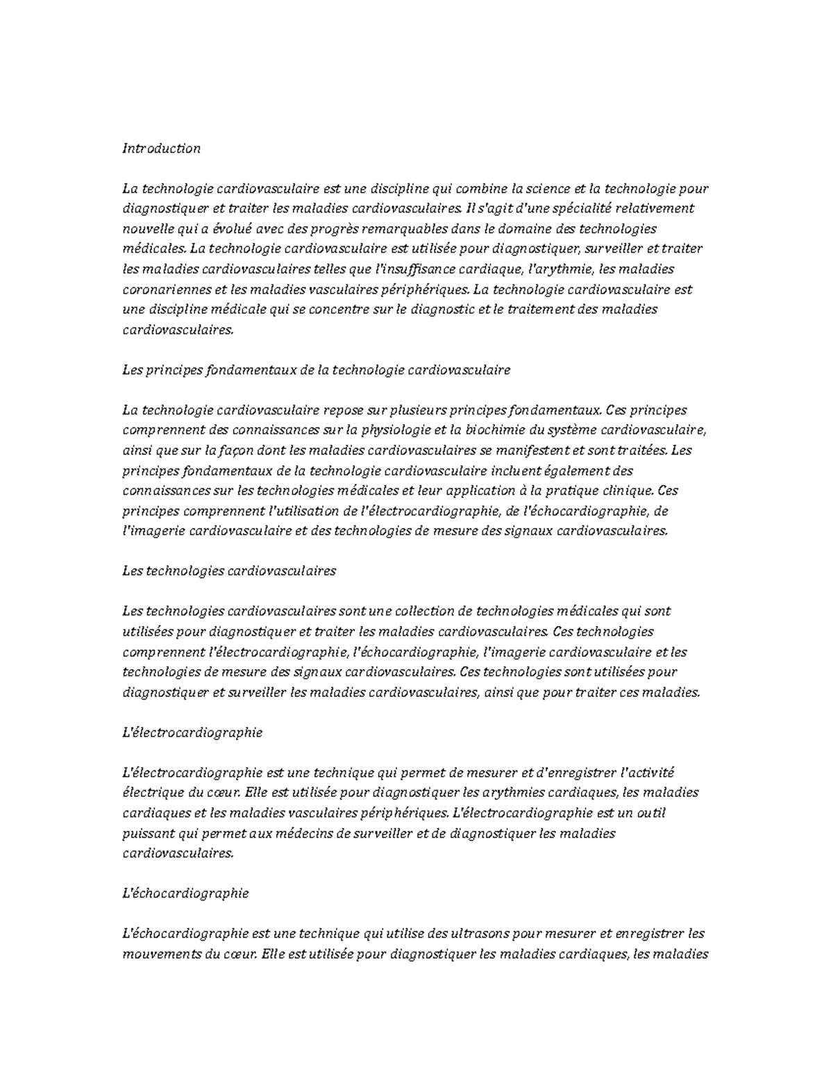 Cardiovascular Technology Study Notes - Introduction La technologie ...