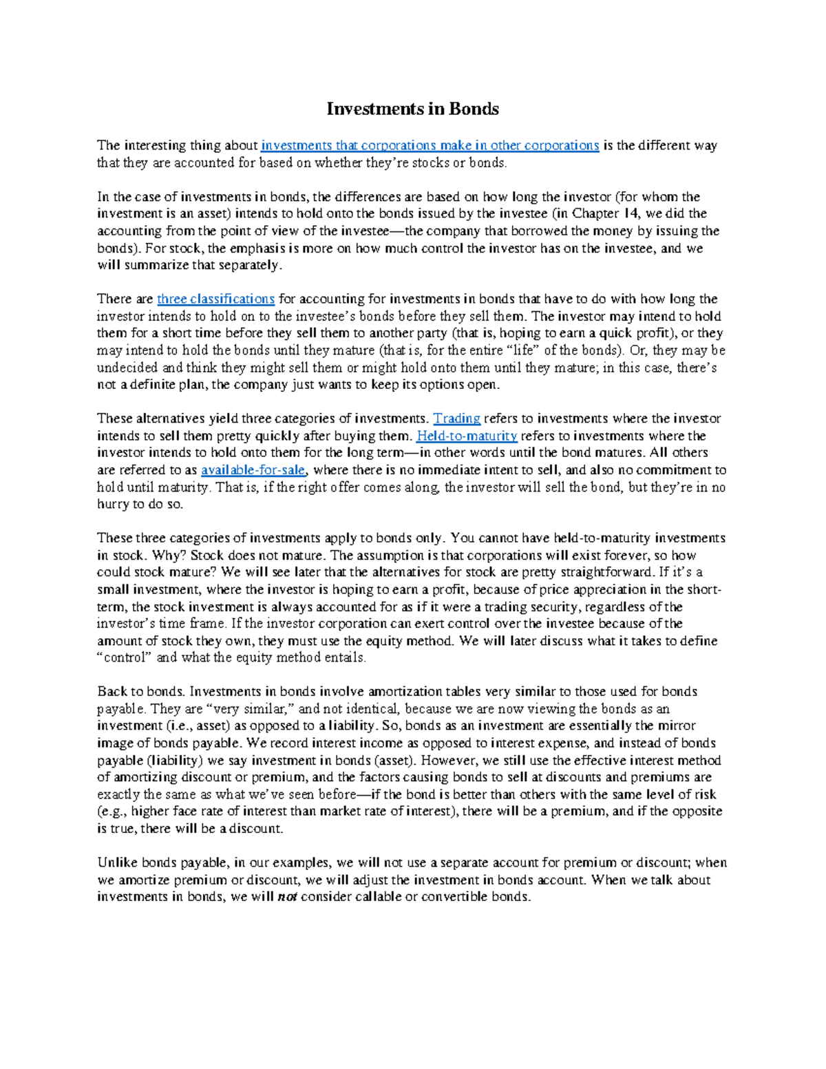 Investments in Bonds notes - 311 - Alabama - Studocu