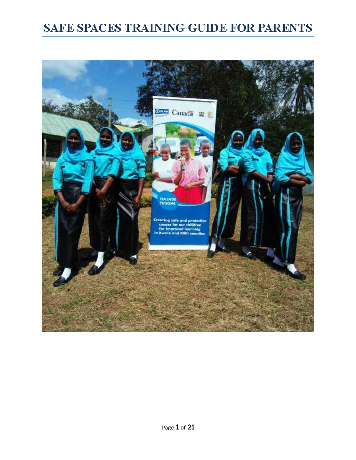 2021 - SAFE Spaces Training Guide FOR Parents - INTRODUCTION Background ...