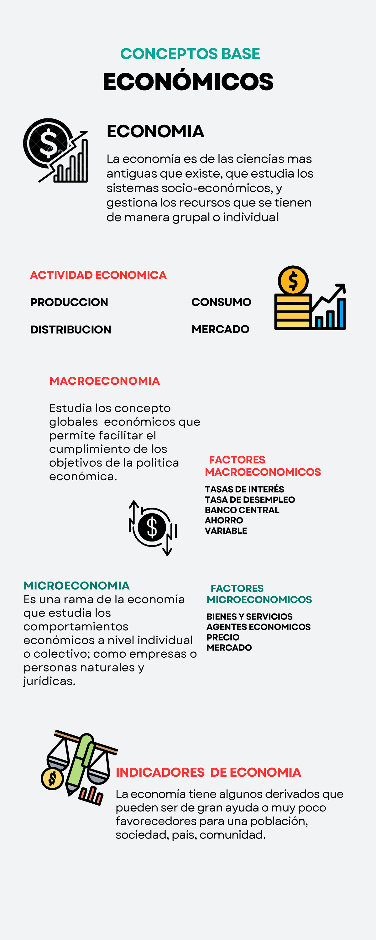 Infografía economía listado ordenado ilustraciones gris y azul ...