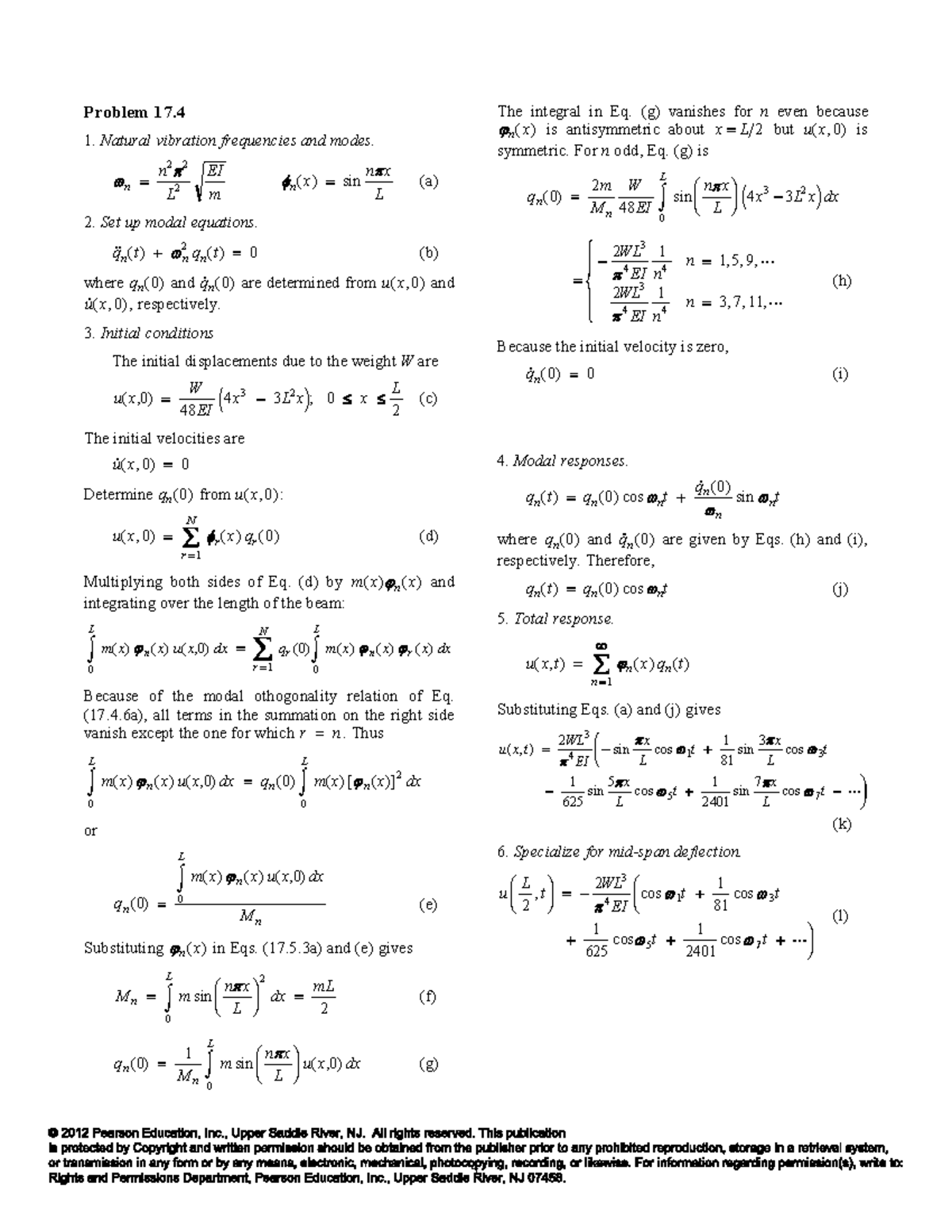 Solution 17.4: Dynamics of Structures - Theory and Applications to Earthquake Engineering (4th ...