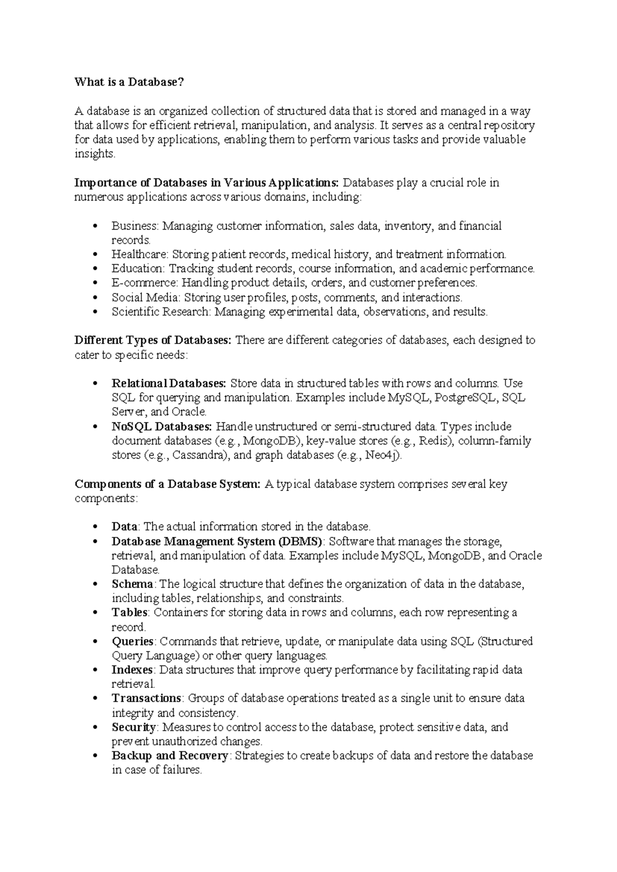 Database manual - What is a Database? A database is an organized ...