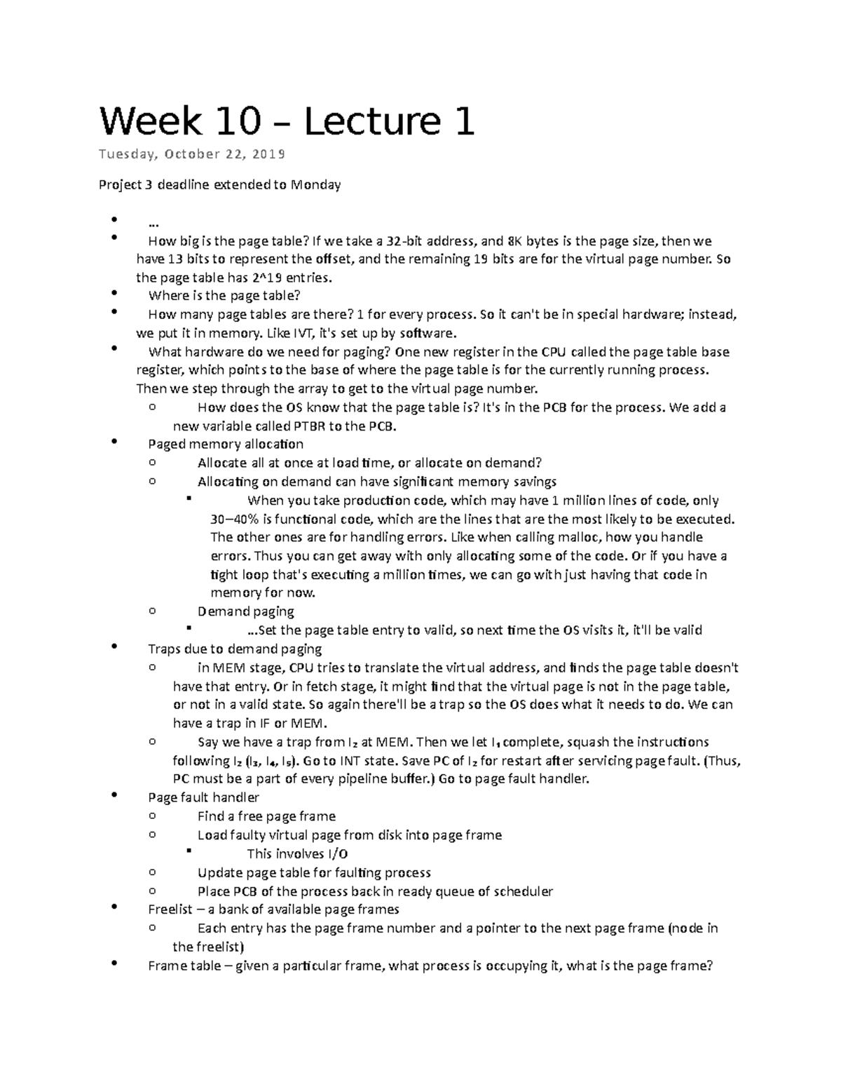 Week 10 – Lecture 1 - Fall 2019, Umakishore Ramachandran - Week 10 ...