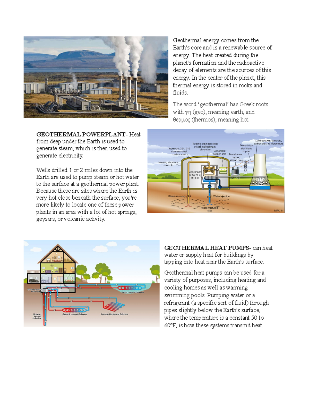 Geothermal energy comes from the Earth - Geothermal energy comes from ...
