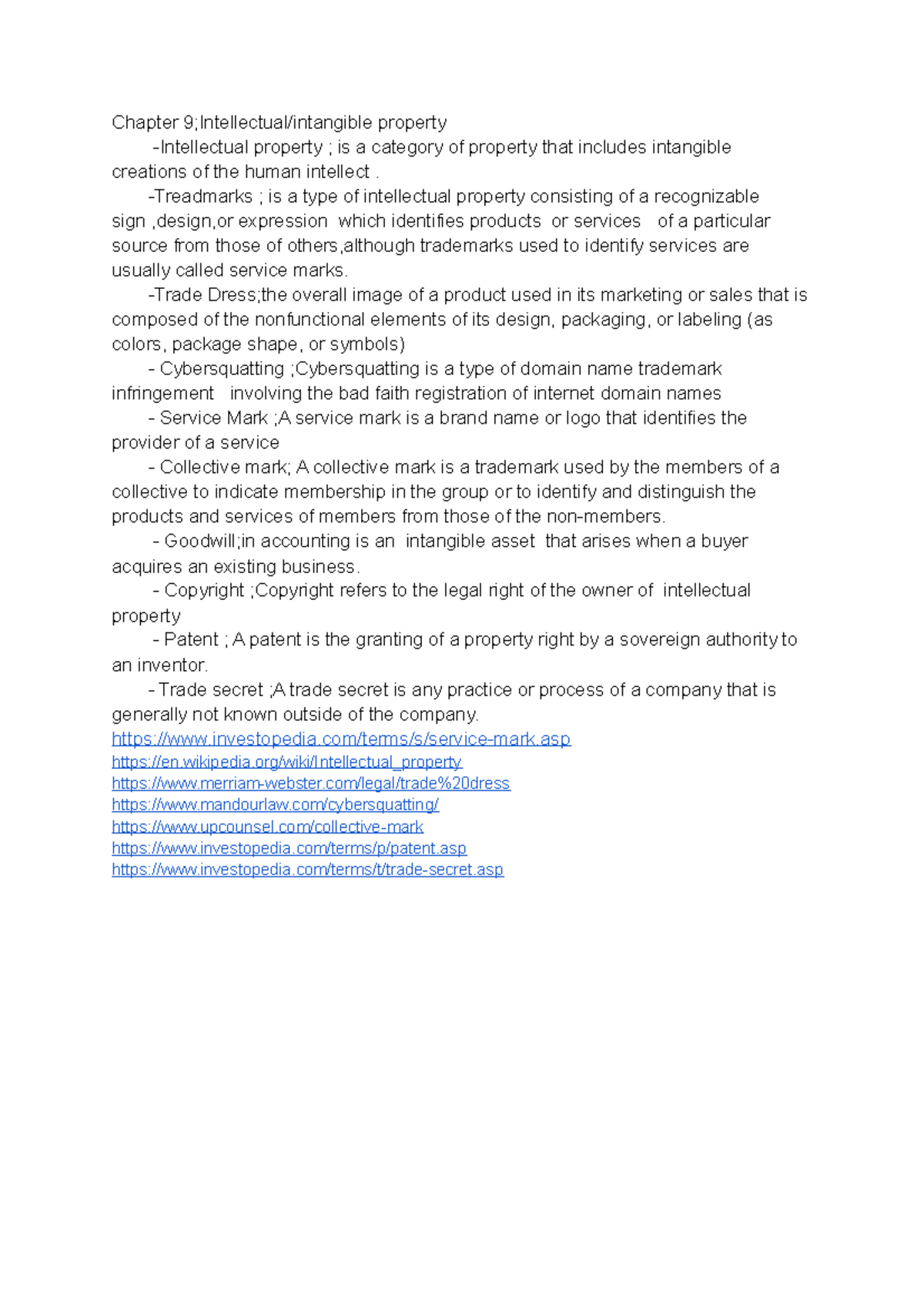 Chapter 9;Intellectual intangible property - Chapter 9;Intellectual ...