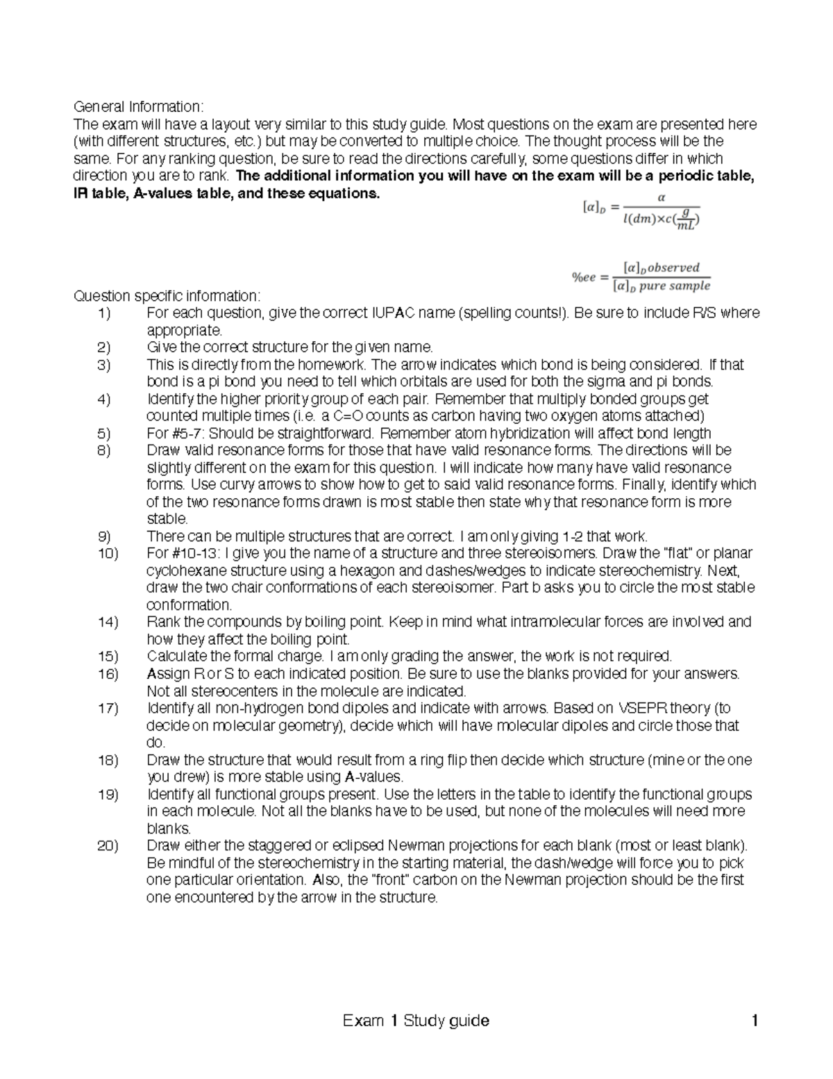 260 Exam 1 Study guide F23 - ####### General Information: ####### The ...