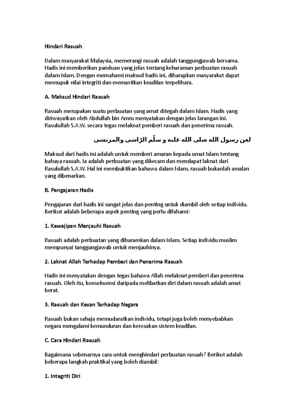 Hindari Rasuah - READ - Hindari Rasuah Dalam masyarakat Malaysia ...