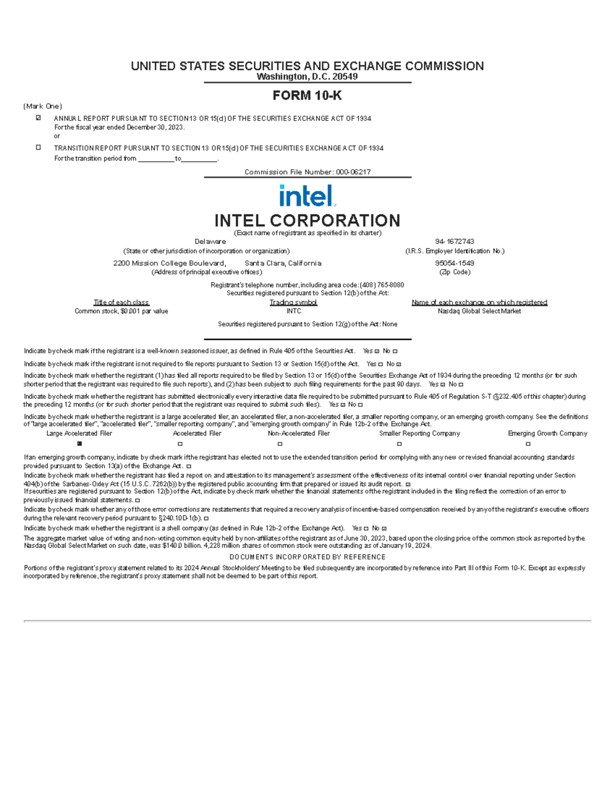 Inte L. eeff 2023 10k - The 10k 2023 Financial Statements of Intel ...
