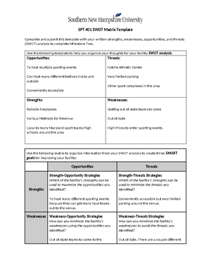 3 Step Sports - Course - 2-2 FINAL PROJECT MILESTONE TWO: SWOT ANALYSIS ...