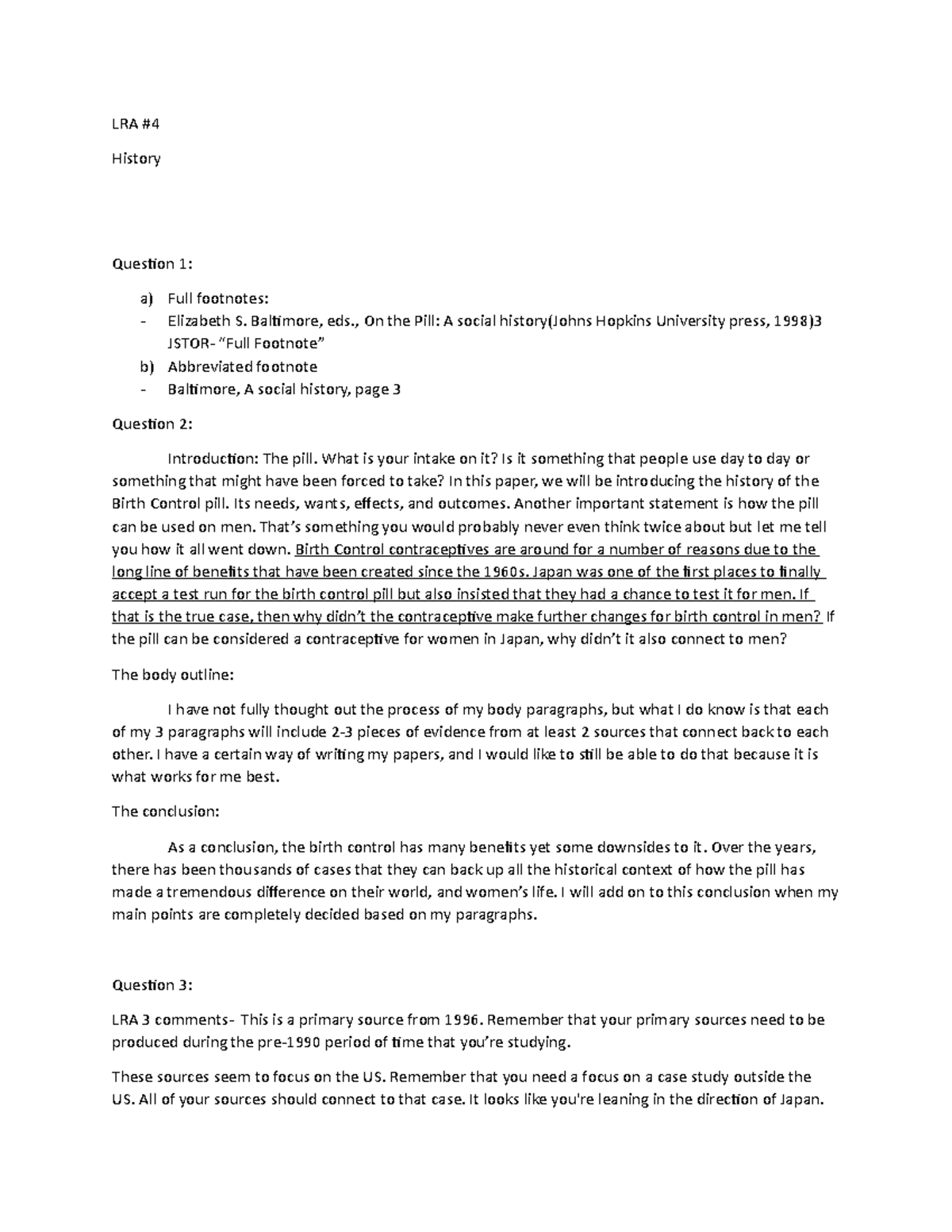 LRA #4 - Library research assignment - LRA History Question 1: a) Full ...