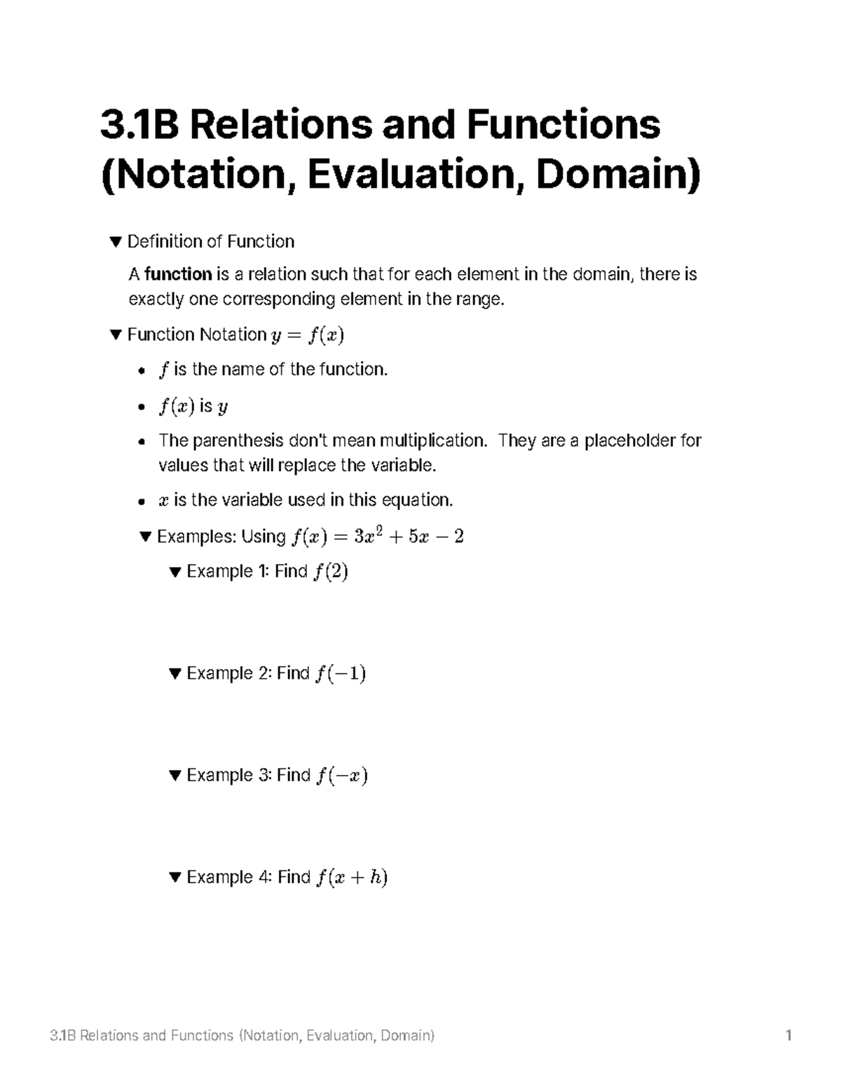 Function Notation Evaluation 3 Relations And Functions Notation