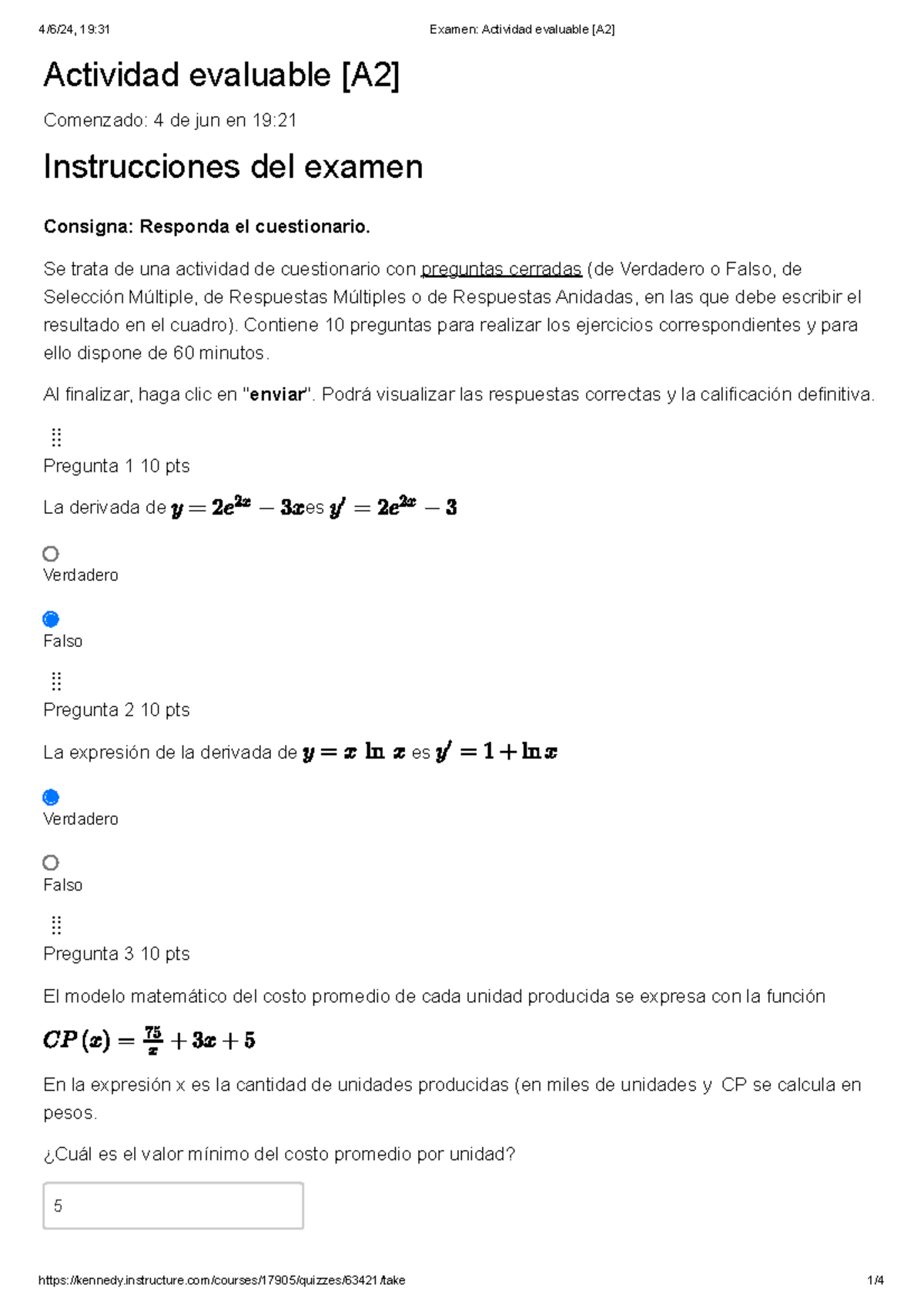 Actividad evaluable 2 A2 - Analisis Matematico - Actividad evaluable [A2] Comenzado: 4 de jun en ...