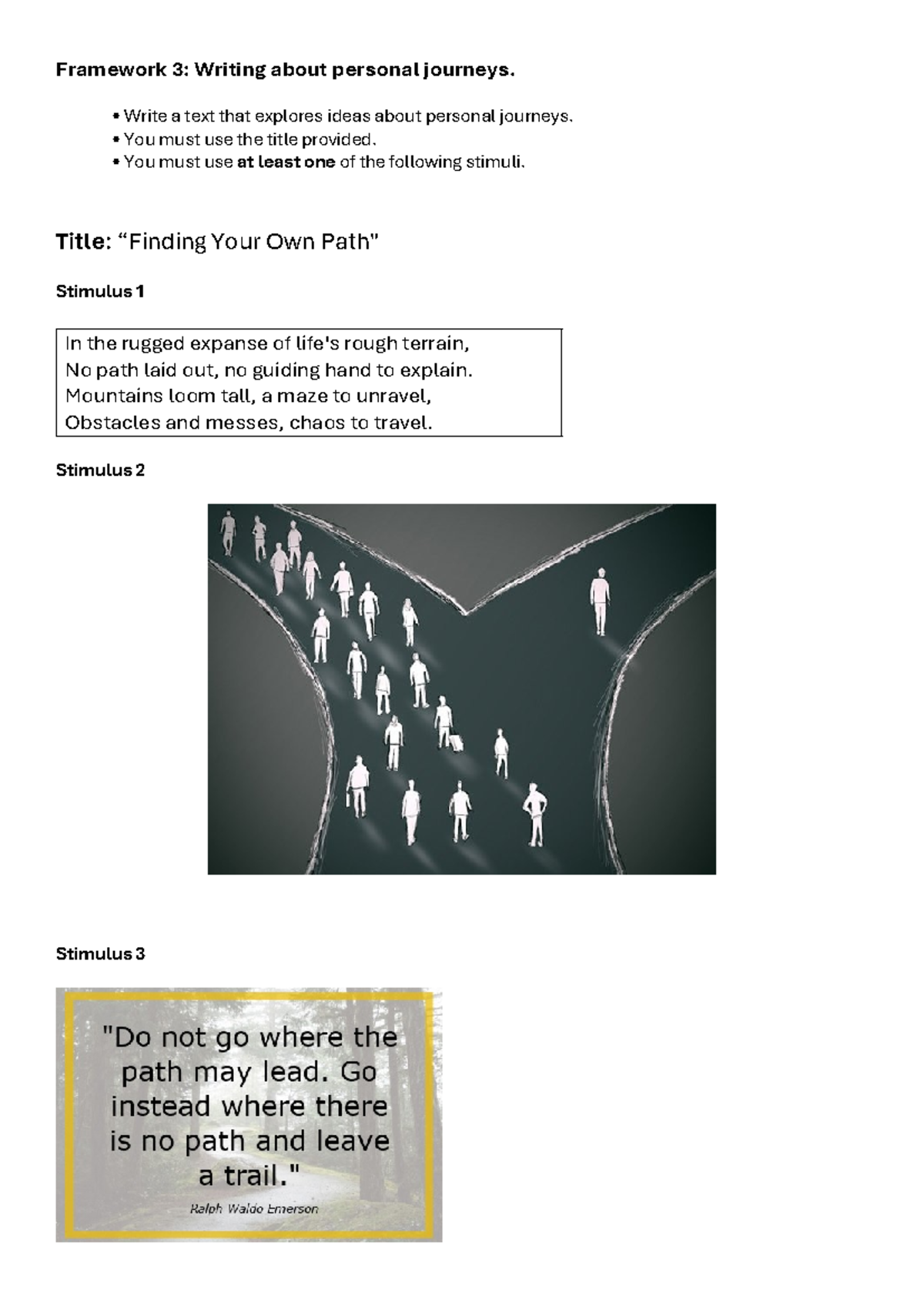 Sample Section B - Personal Journeys - Write a text that explores ideas ...