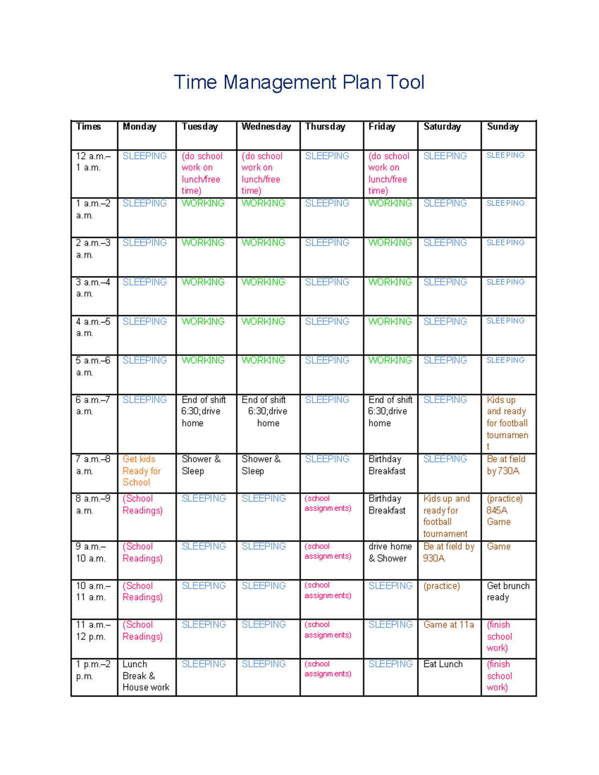 Time Managment Tool - idk dont use - Time Management Plan Tool Times ...