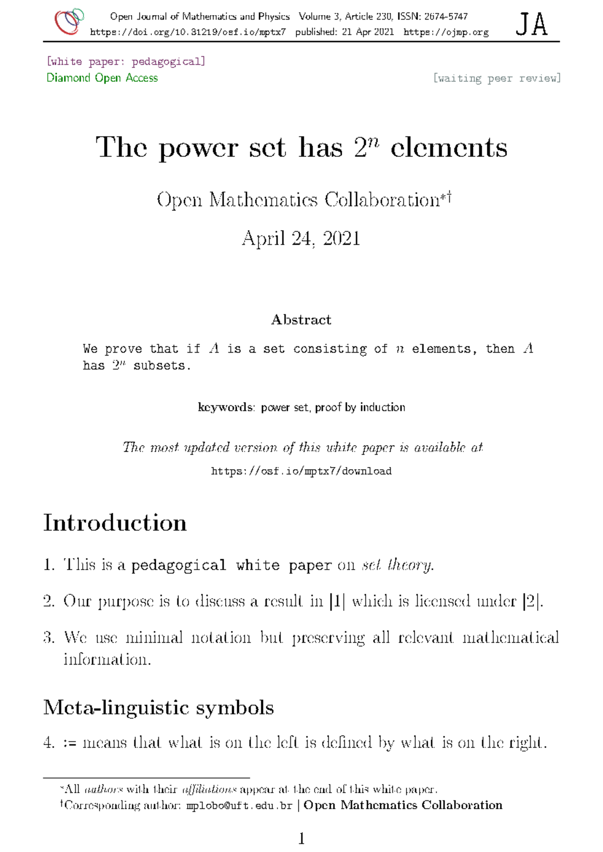 Power set 2n elements - The power set has 2 n elements Open Mathematics ...