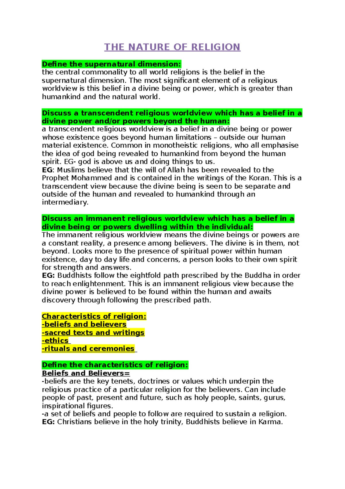 Courses arts religion 1477313730 2011 Studies of Religion Notes - THE ...