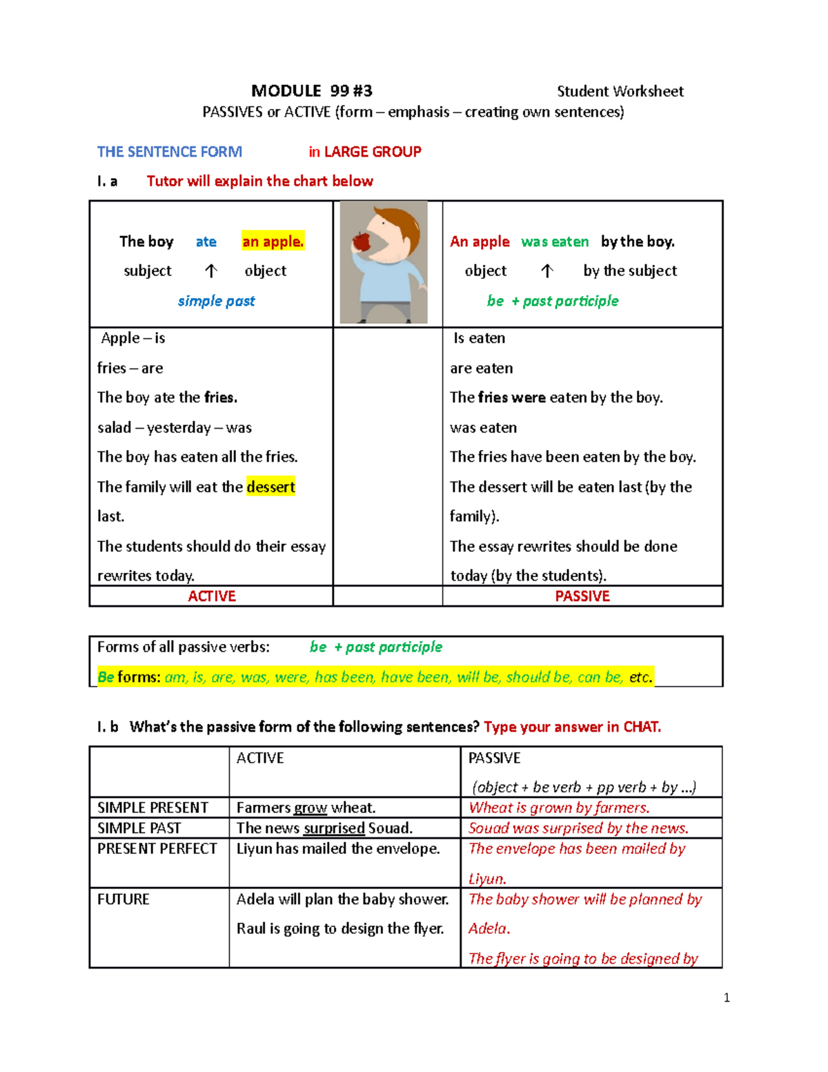 99#3 Passive Voice - Student Worksheet - Bede's lab Nov 21 - MODULE 99 ...