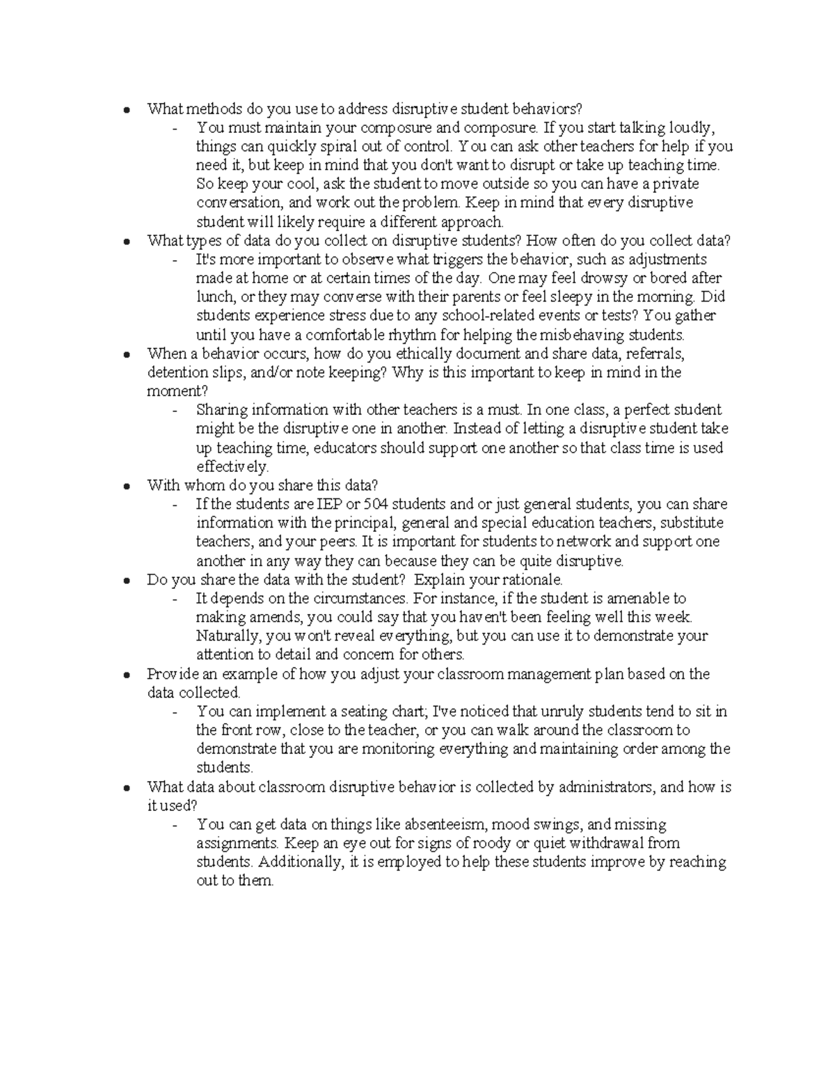 Experience D Handling Difficult Students - What methods do you use to ...