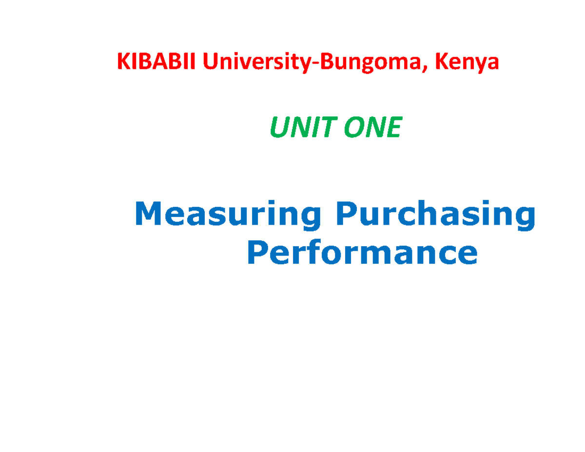 BCP 424- Supply Chain Perfomance Measurement - KIBABII University ...